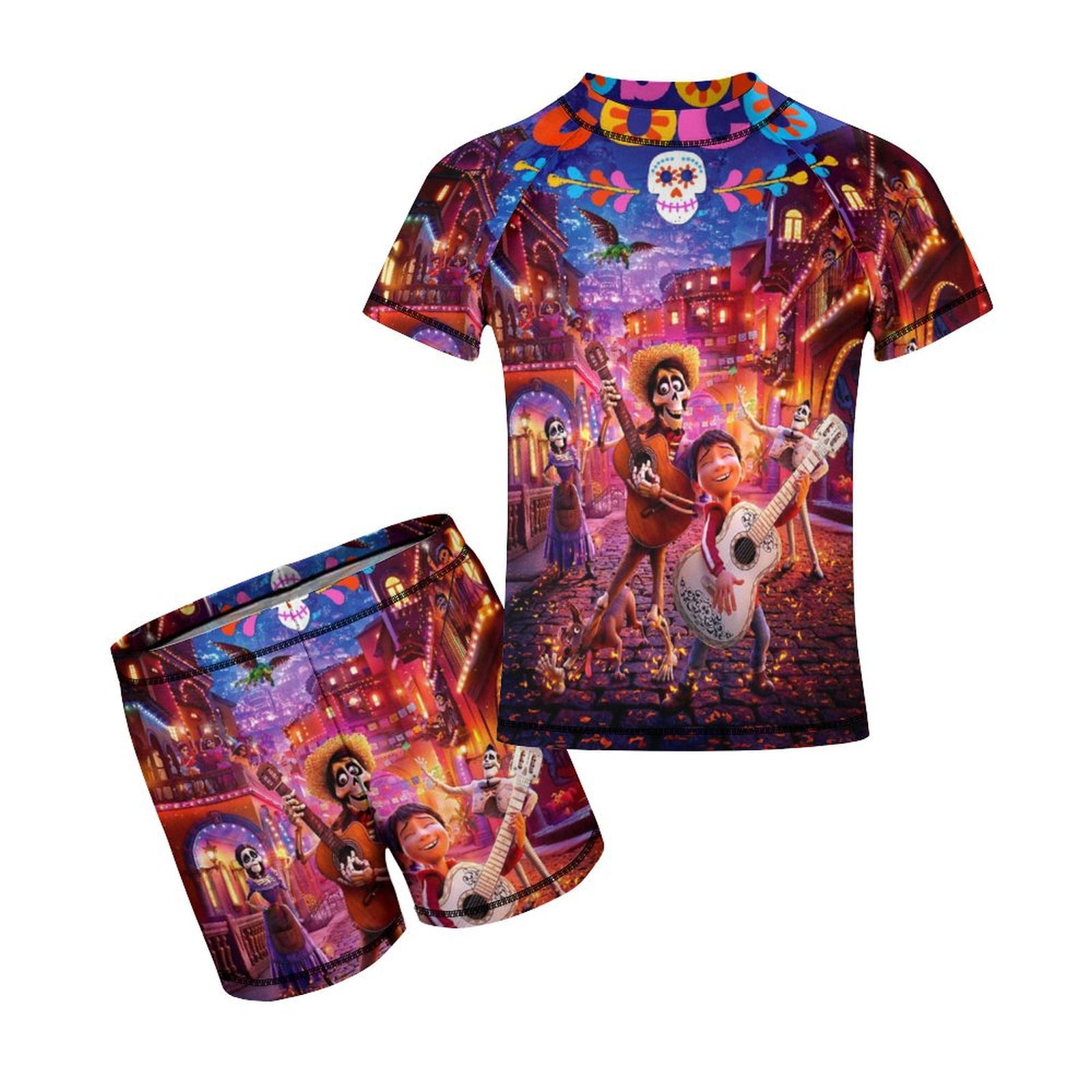 COCO Boys Two Piece Swimsuit Kids Swimwear Set Short Sleeve Bathing ...