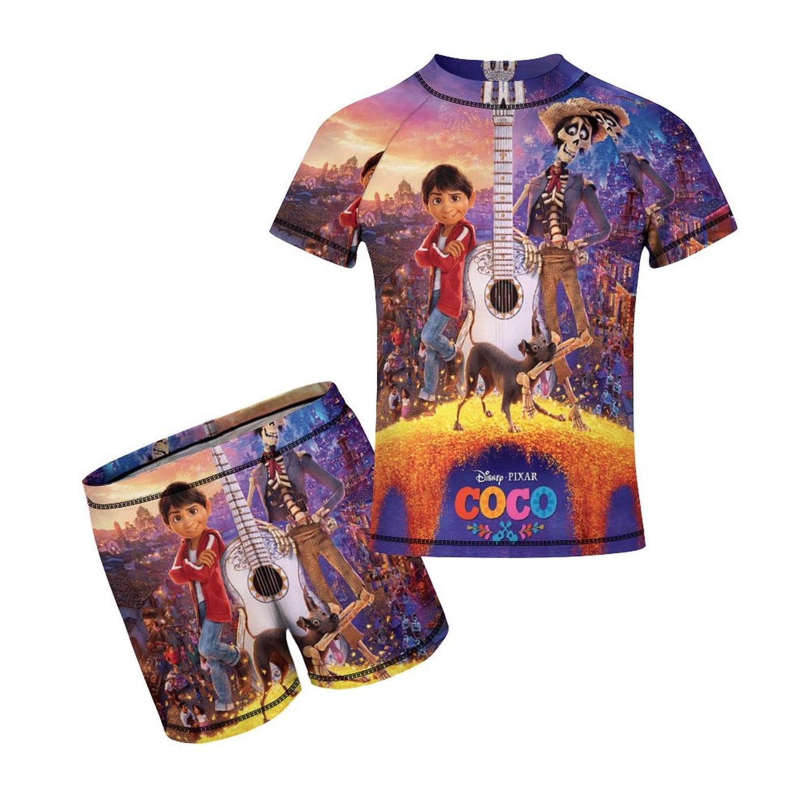 COCO Boys Two Piece Swimsuit Kids Swimwear Set Short Sleeve Bathing ...