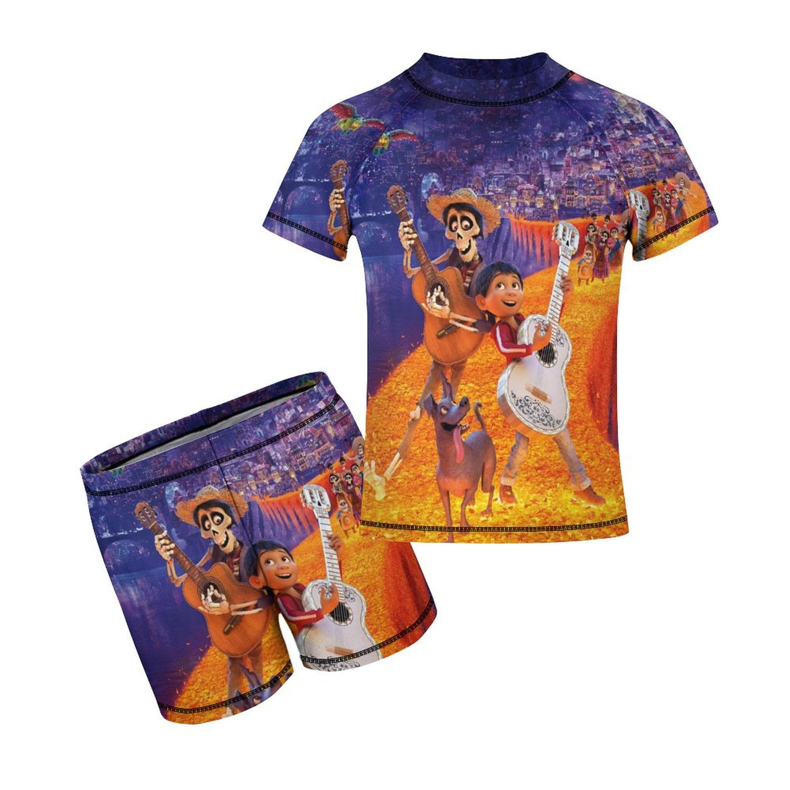 COCO Boys Two Piece Swimsuit Kids Swimwear Set Short Sleeve Bathing ...