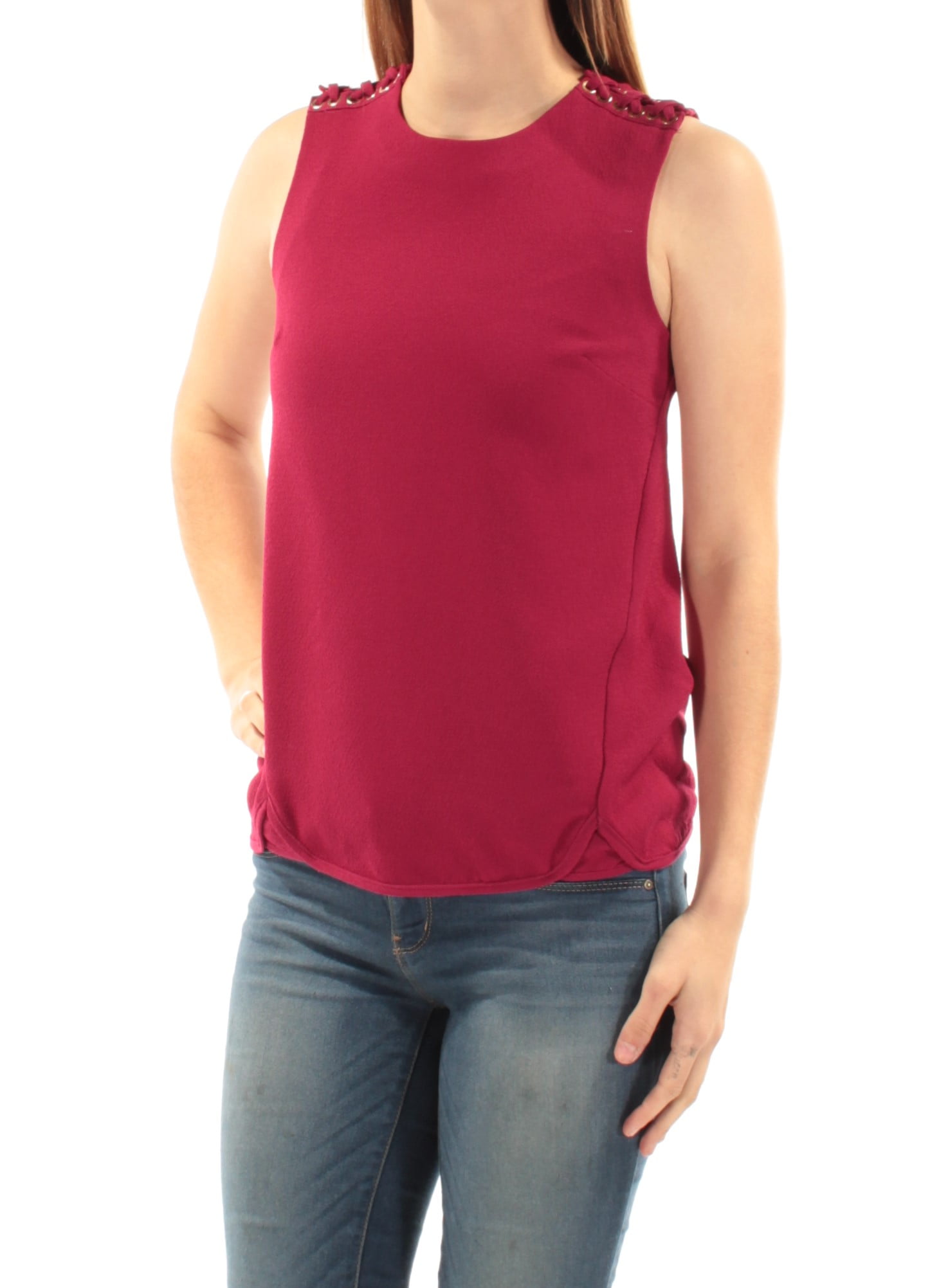COCO COLETTE $130 Womens New 1622 Red Shoulder Lace Up Sleeveless Top S ...