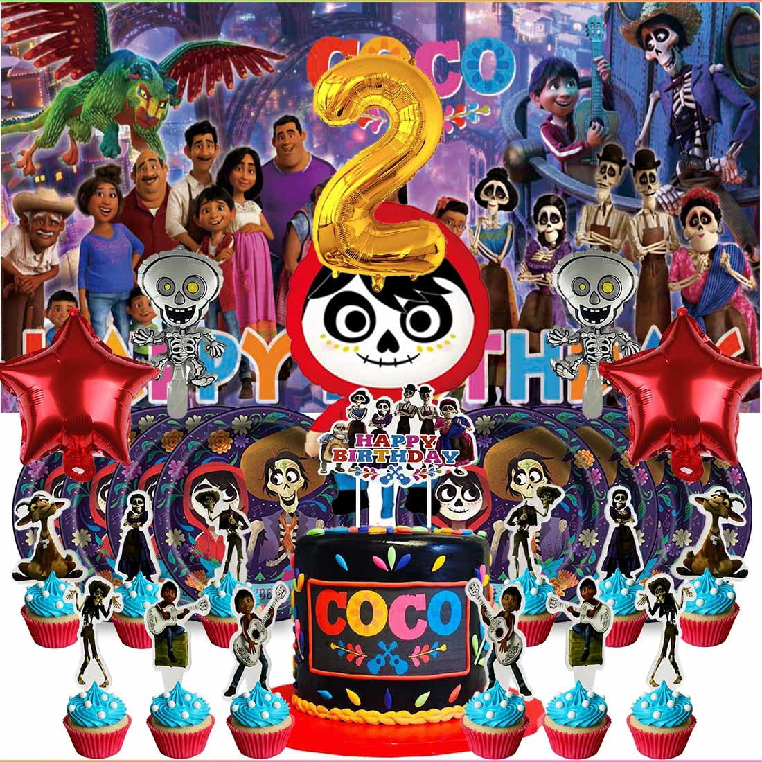 COCO Dream 2nd Tableware Balloons Cake Toppers Backdrop Banner Supplies ...