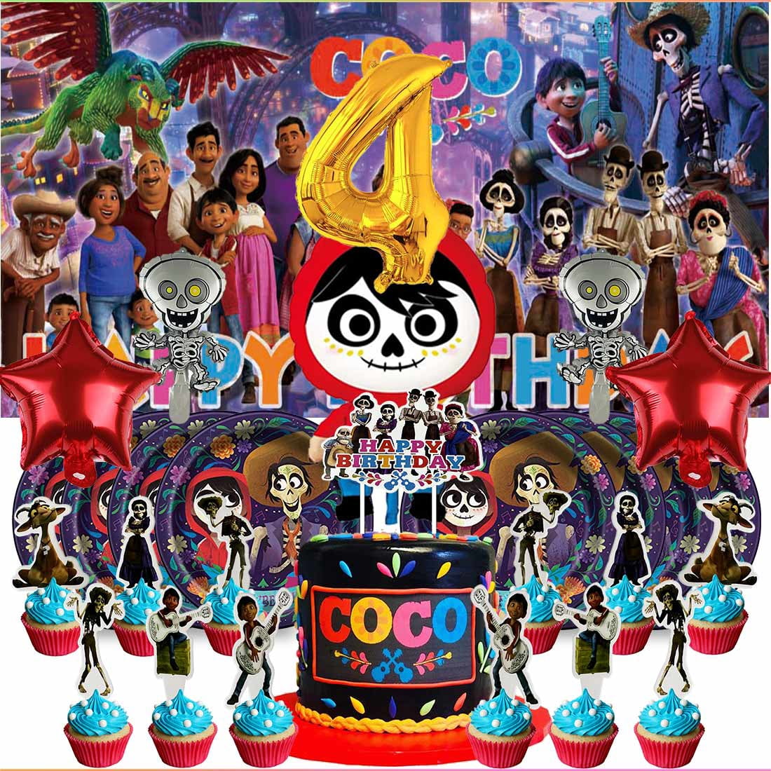 COCO Dream 4th Tableware Balloons Cake Toppers Backdrop Banner Supplies ...