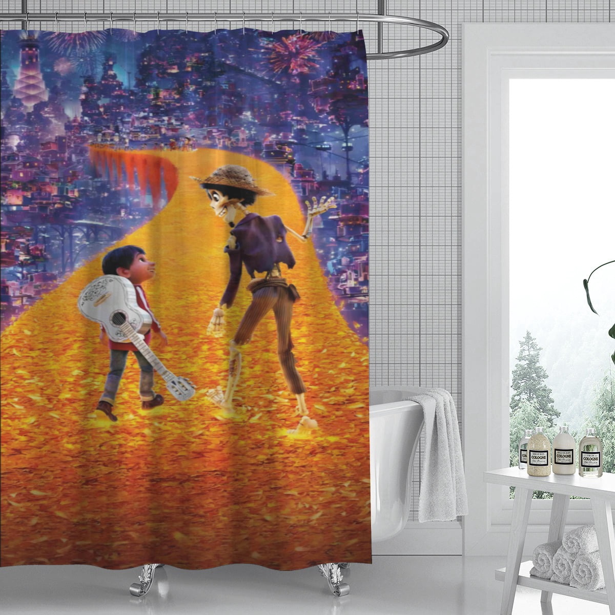 COCO Dream shower curtain features a bold and iconic print, waterproof ...