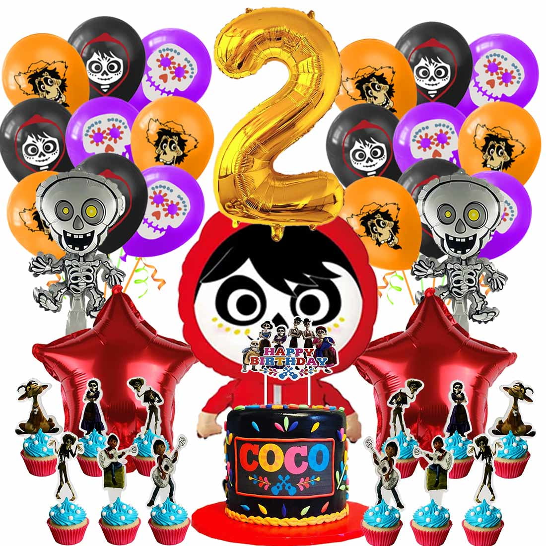 COCO Party Supplies 2nd Decor Kit Balloons Birthday Cake Topper ...