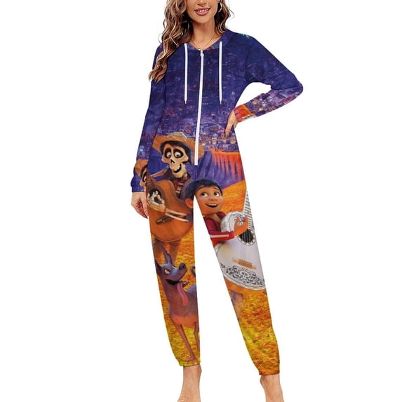 COCO Unisex Onesie Pajamas Zipper Jumpsuit Hooded One Piece Sleepwear ...