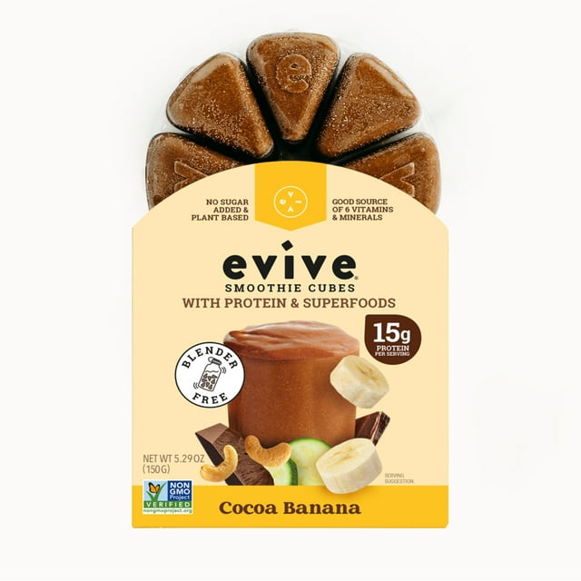 Evive Frozen Smoothie Cubes with Protein & Superfoods -Cocoa Banana 5.29OZ - Walmart.com