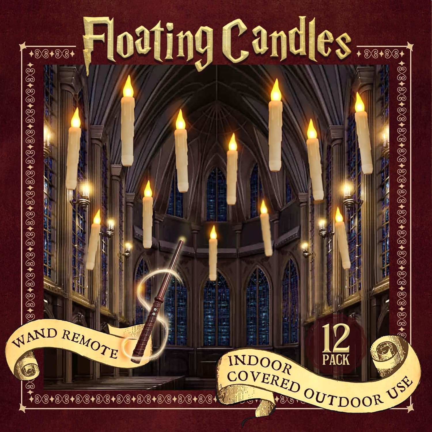 COCOBELA 12 Pcs Floating Candles with Wand, Magic Hanging Candles ...