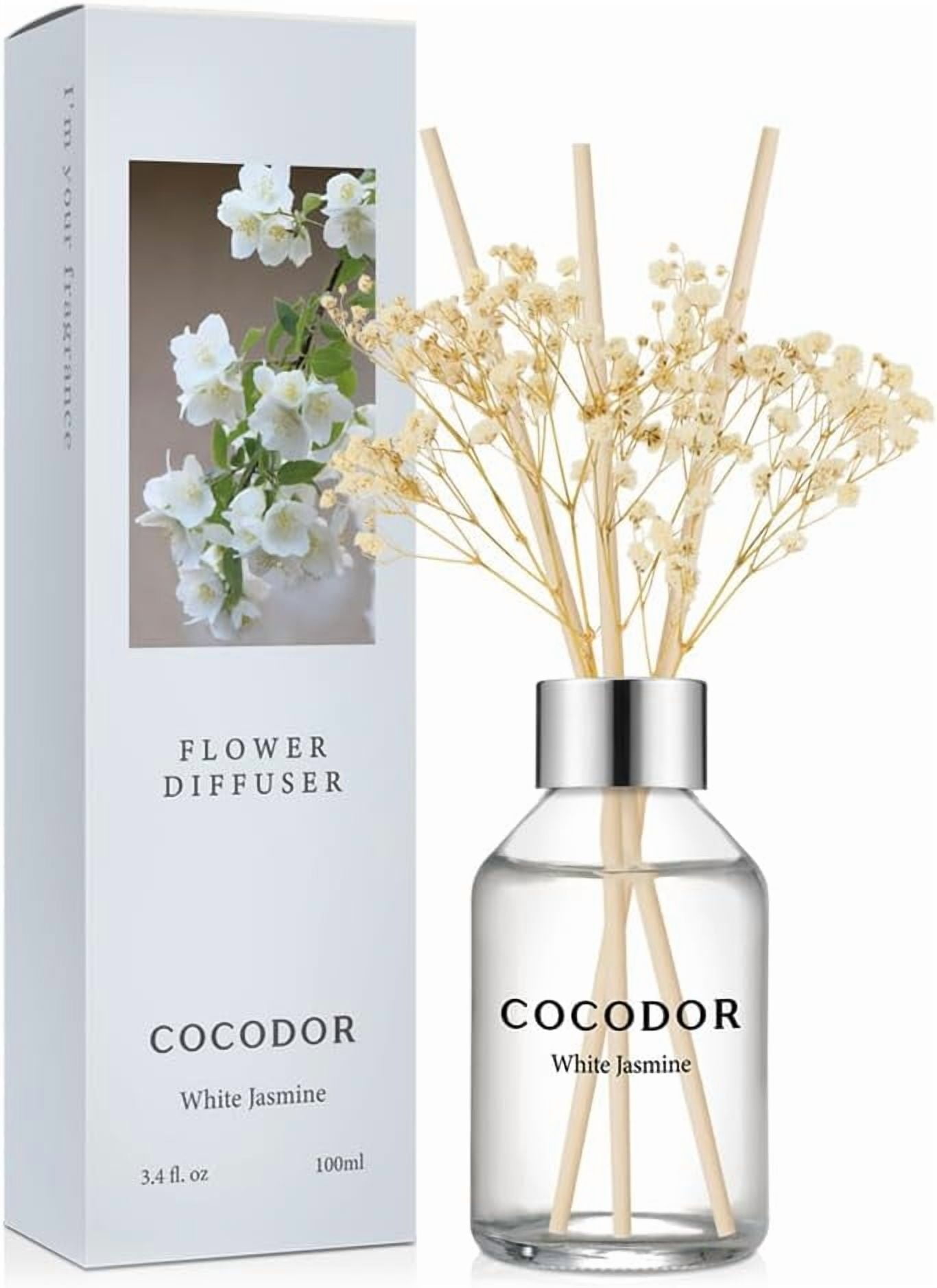 COCODOR Flower Reed Diffuser Set / 3.4oz White Jasmine/Scent with ...
