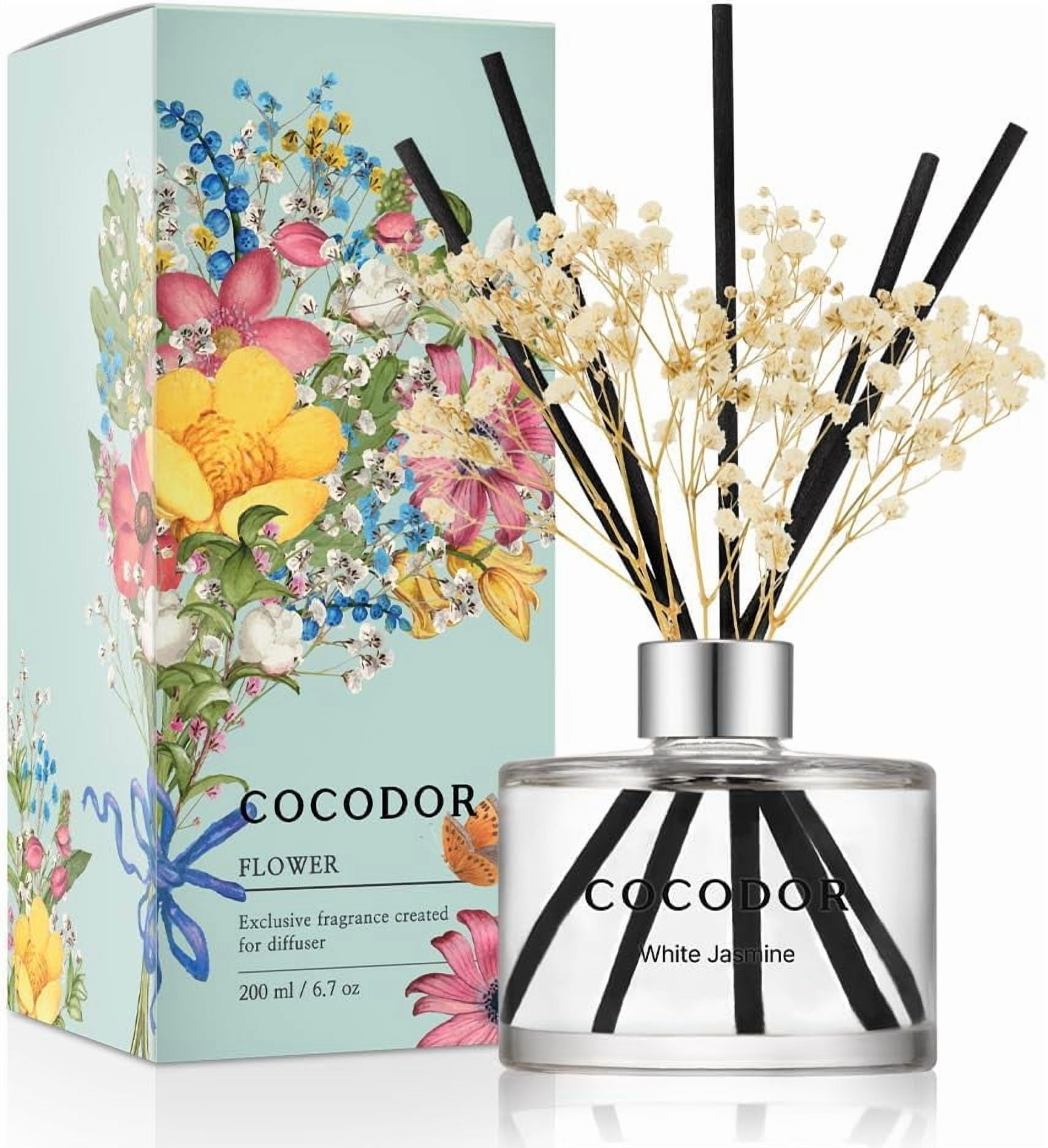 COCODOR Flower Reed Diffuser Set / 6.7oz / White Jasmine/Scent Diffuser ...