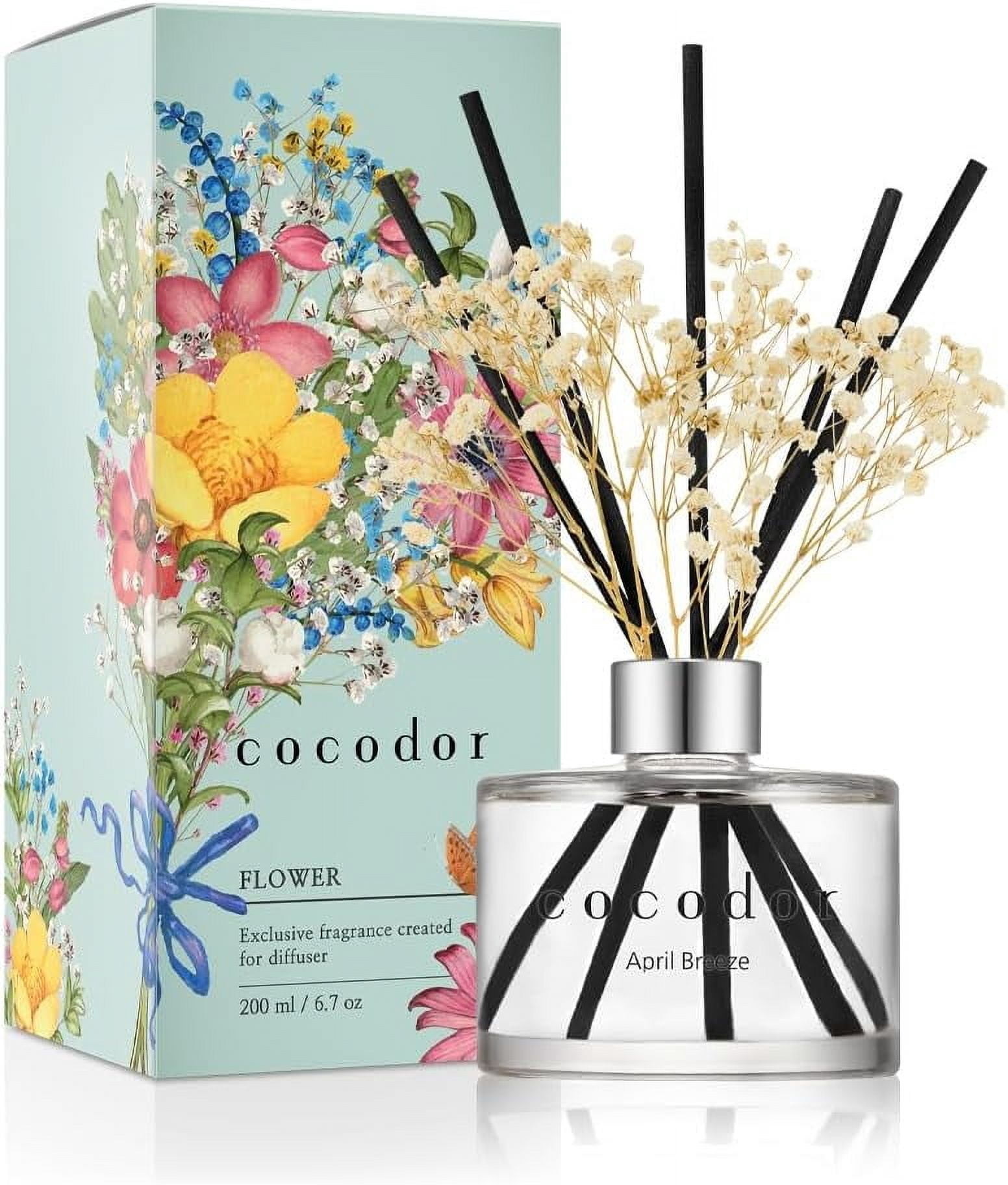 COCODOR Reed Diffuser Set with Preserved Baby's Breath with Sticks ...