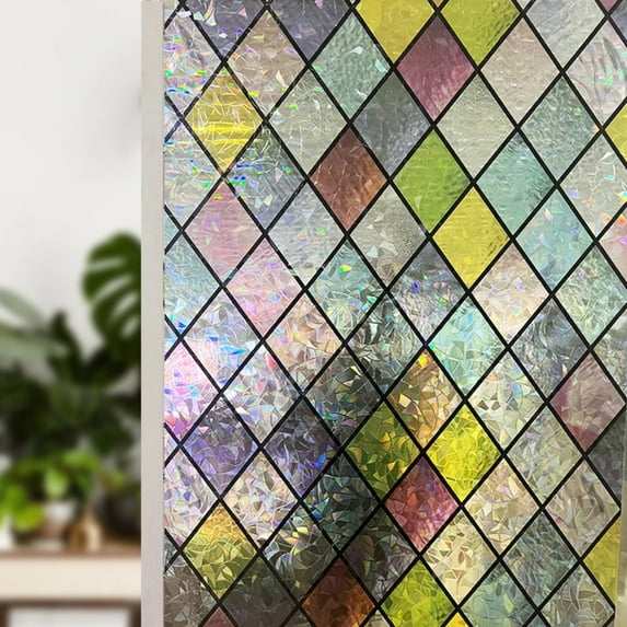 COCOER Colorful Stained Glass Window Film, Rainbow Door Privacy Films ...