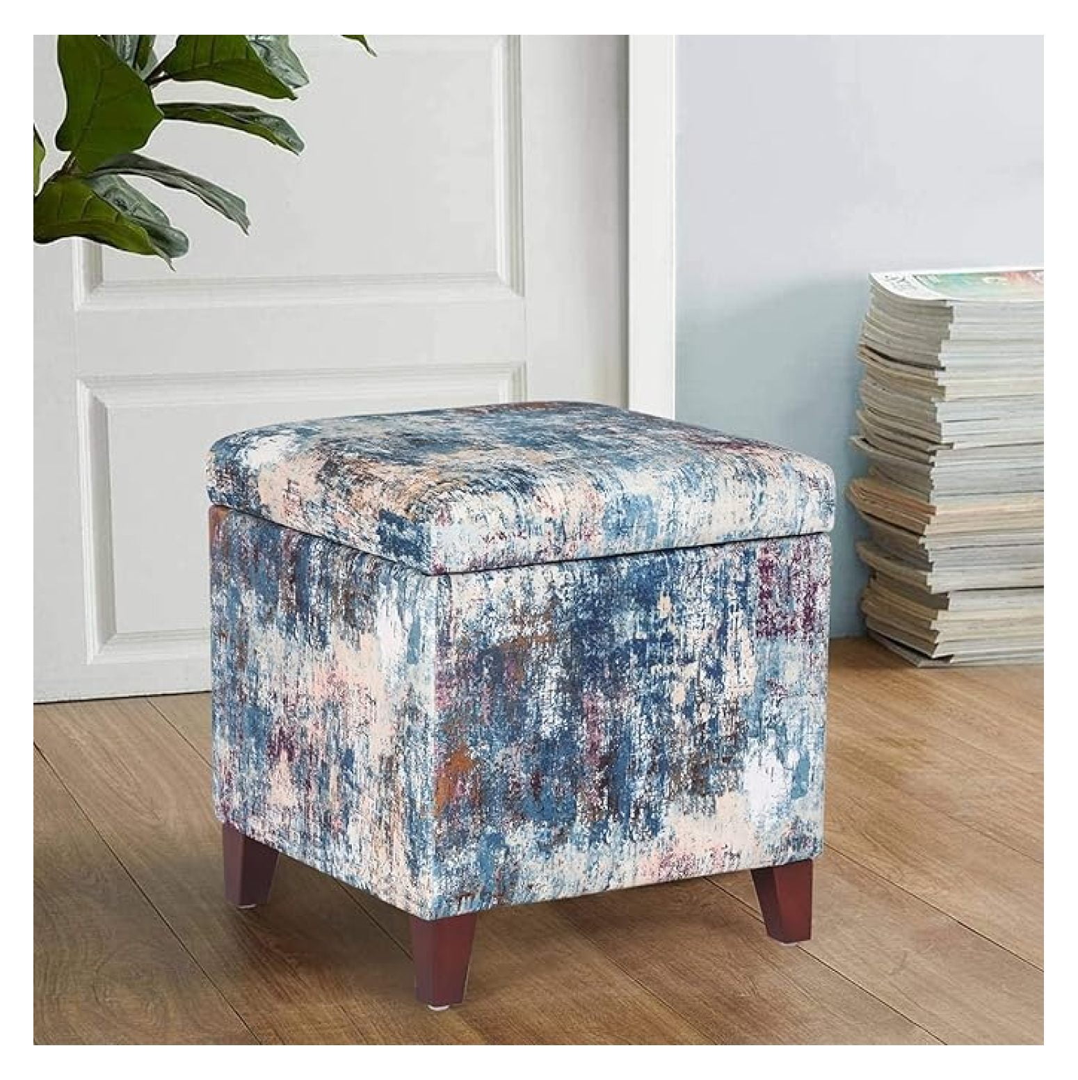 COCOKUN 18 Inch High Cube Ottoman Storage, Linen Chair Foot Stools ...