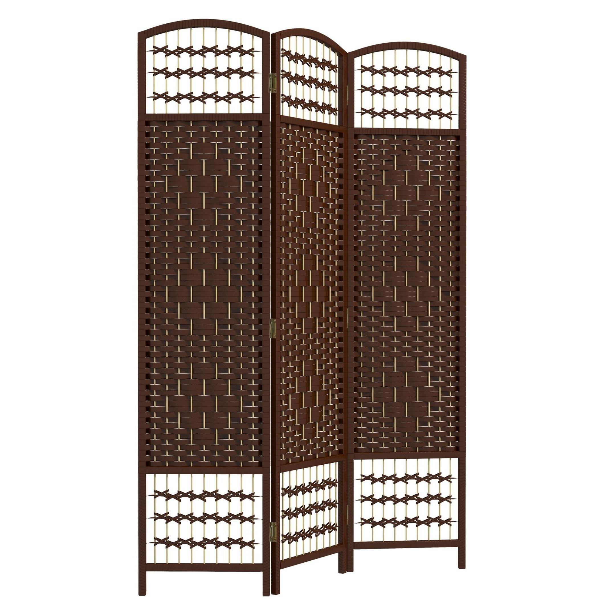 COCOKUN 3-Panel Brown Folding Privacy Screen, Lightweight Portable Room ...