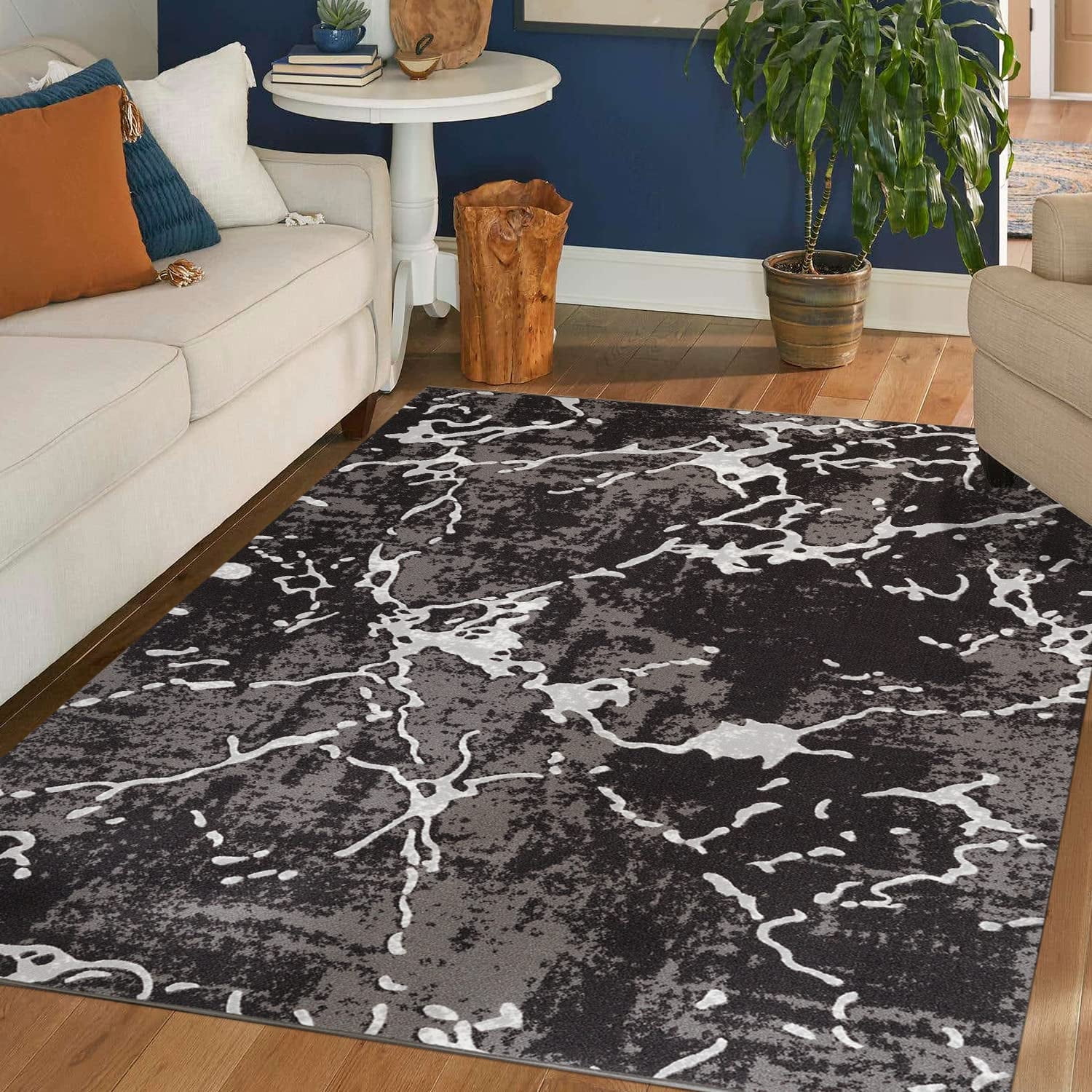 BY COCOON 4x6 Rugs for Living Room Low Pile Non Slip Machine Washable ...