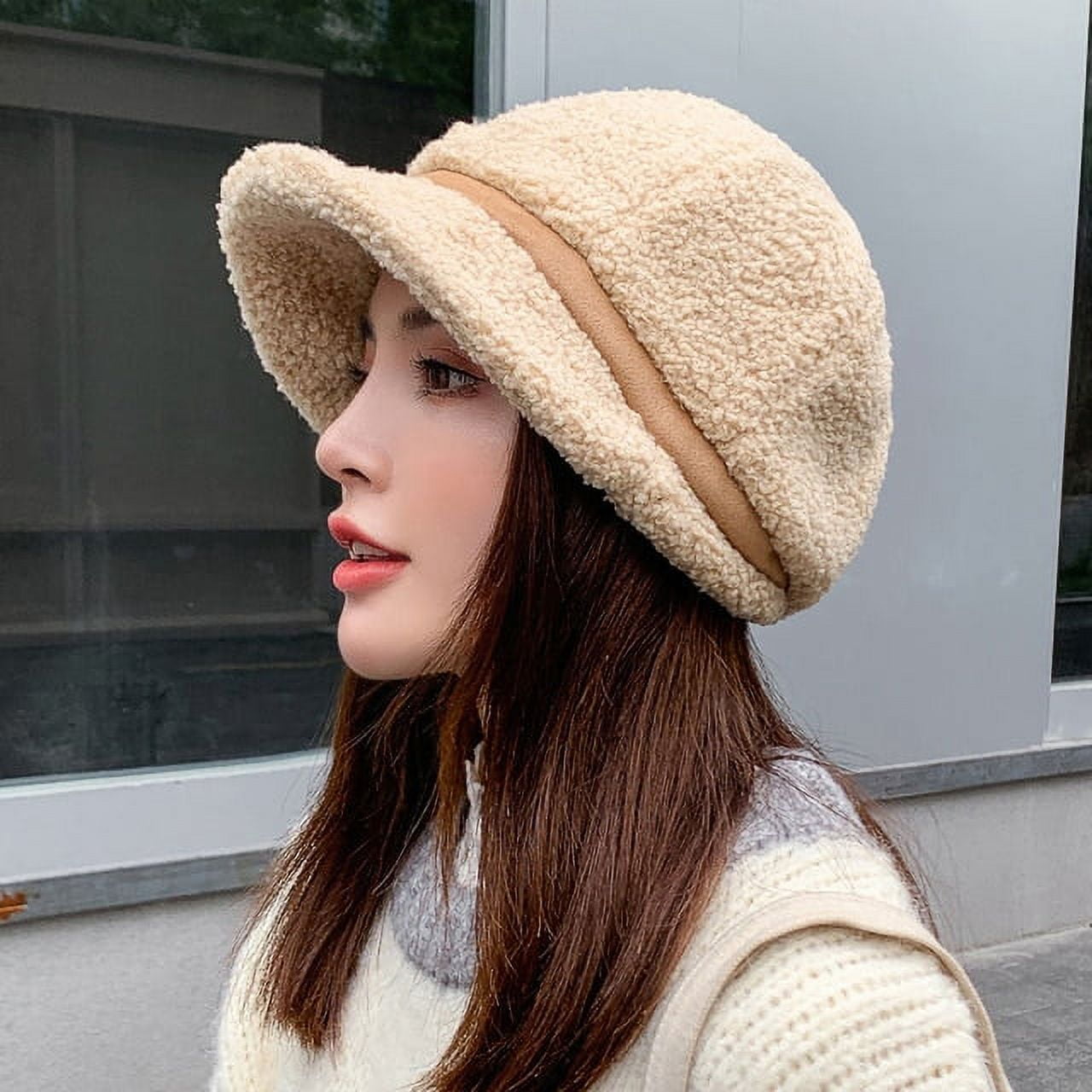 COCOpeaunt Autumn Winter Baseball Cap Women Artificial Lamb Wool Hats ...