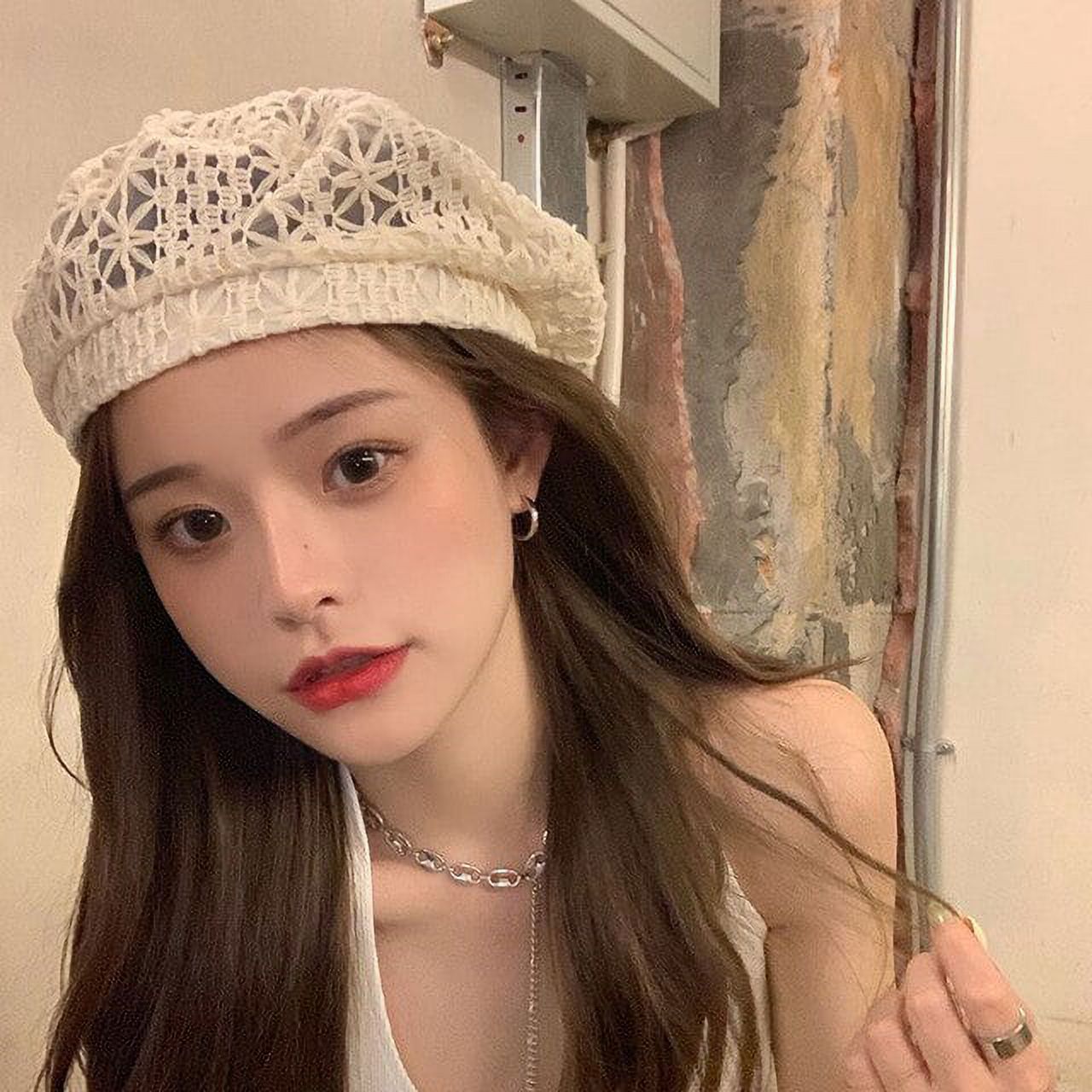 COCOpeaunt Cotton Women Berets Vintage French Lace Top Military Cap ...