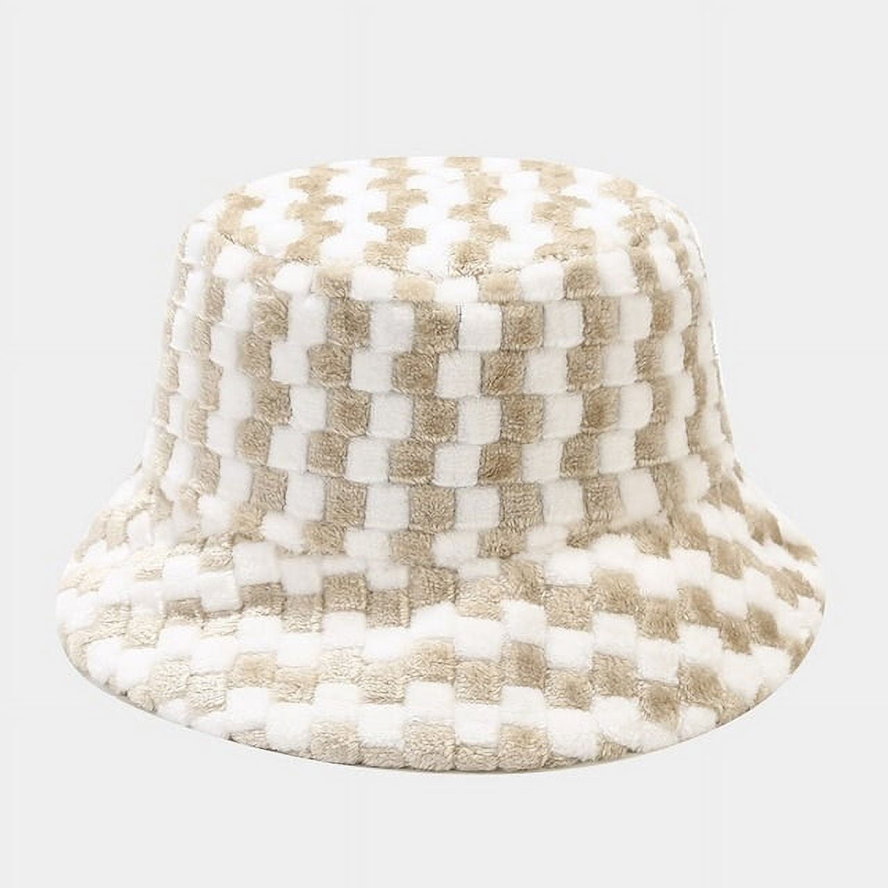 COCOpeaunt New Artificial Rabbit Hair Fisherman Hat Winter Lattice Hats ...