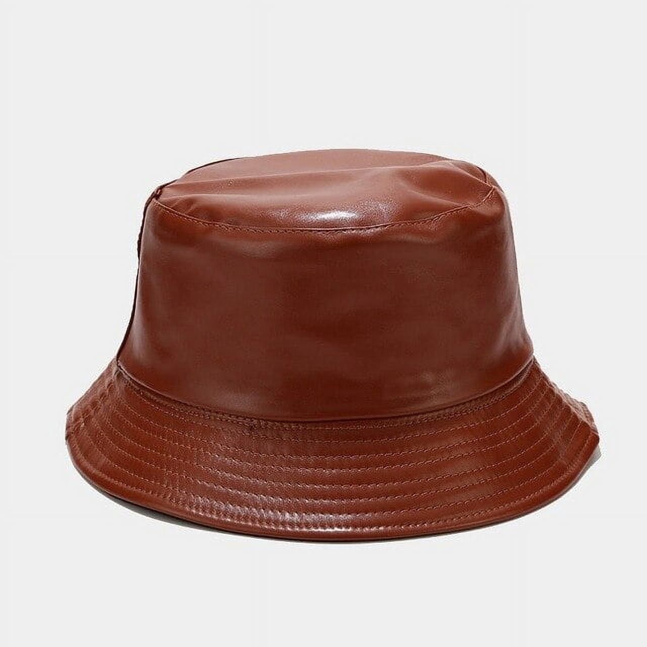 COCOpeaunt New Bucket Hat Faux Leather Reversible Fisherman Hats PU ...