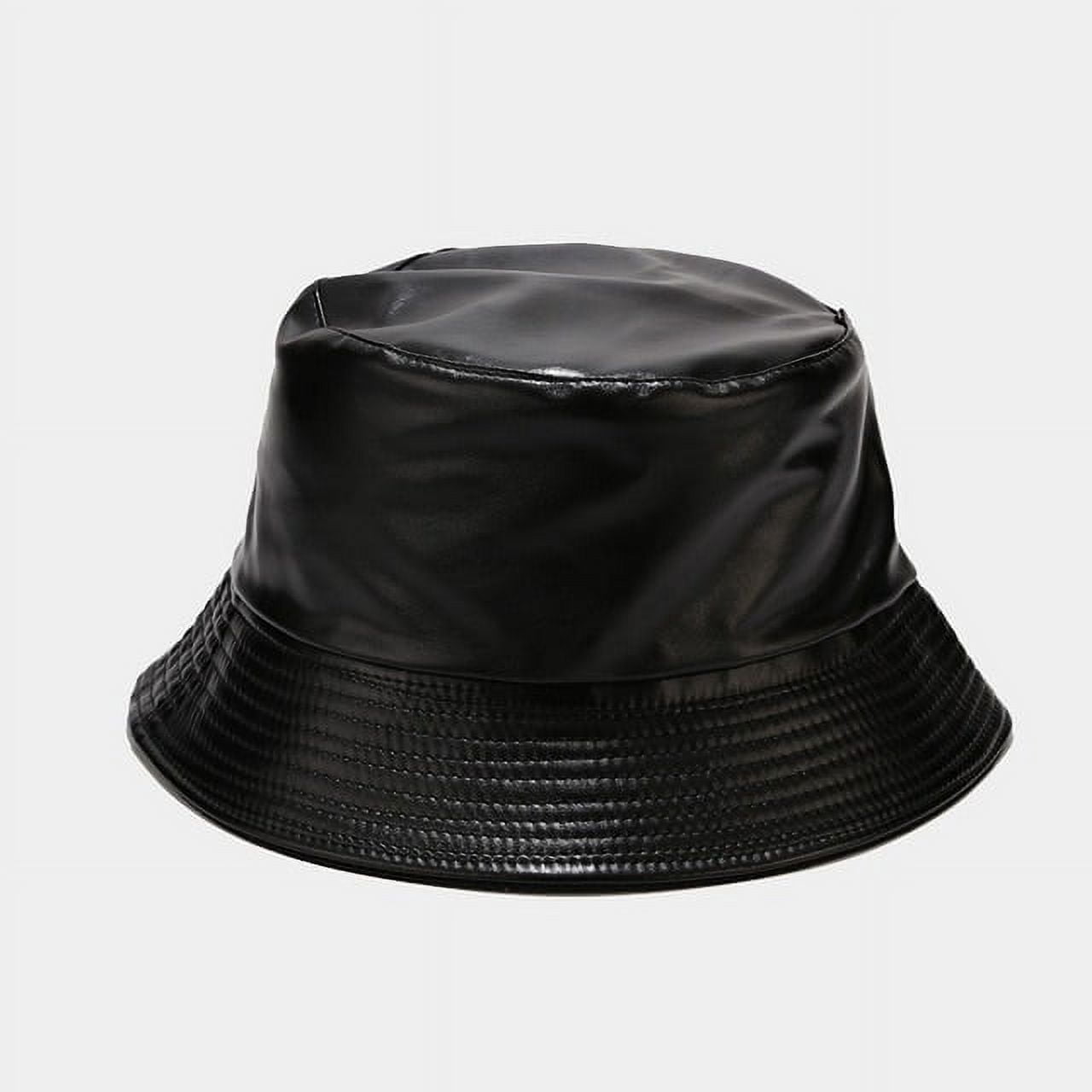 COCOpeaunt New Bucket Hat Faux Leather Reversible Fisherman Hats PU ...