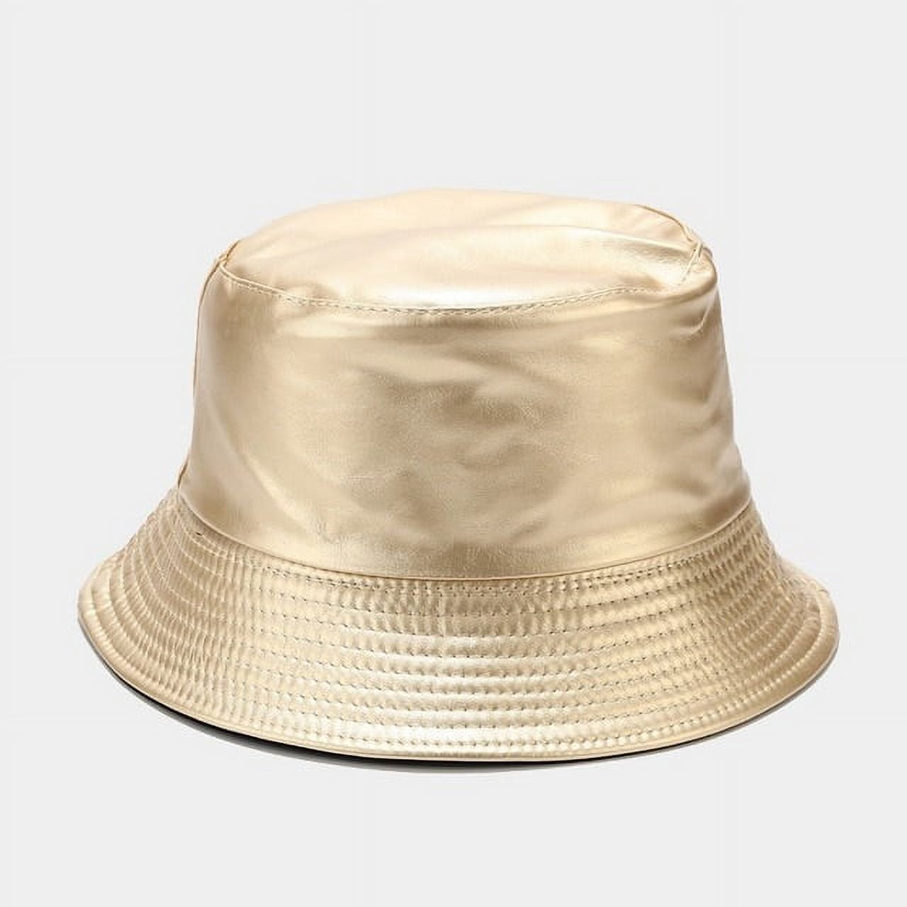 COCOpeaunt New Bucket Hat Faux Leather Reversible Fisherman Hats PU ...