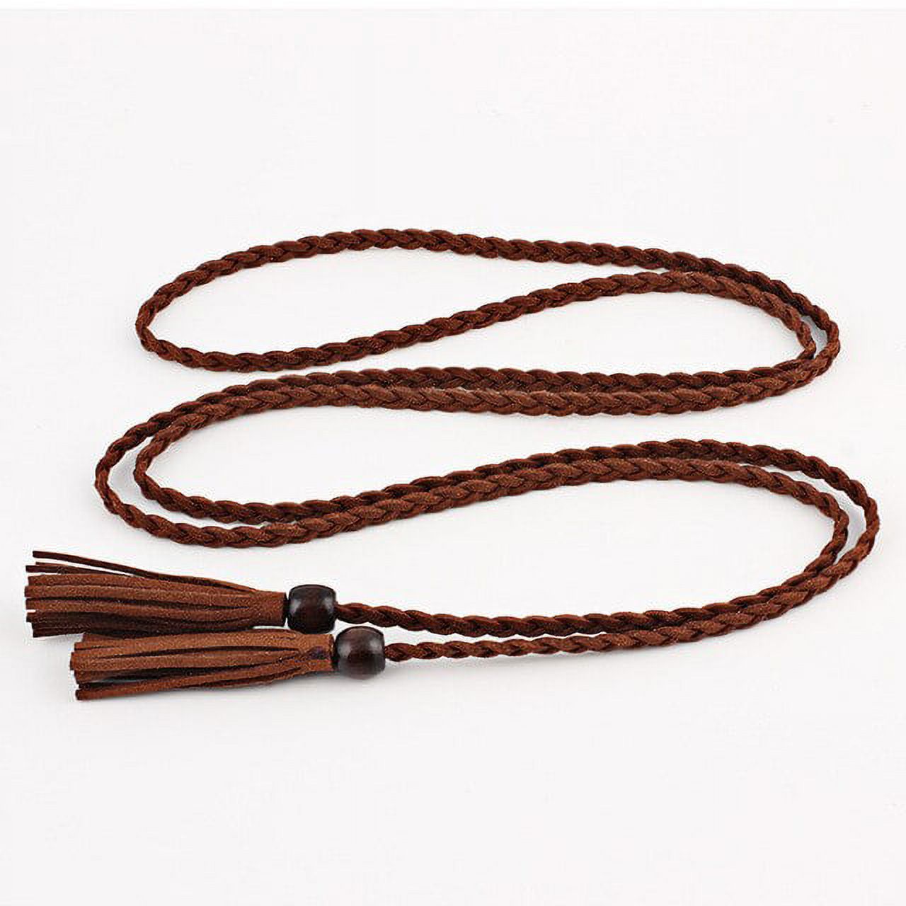 COCOpeaunt New Narrow Rope Braided Solid for Dress Wooden Beads Skinny ...