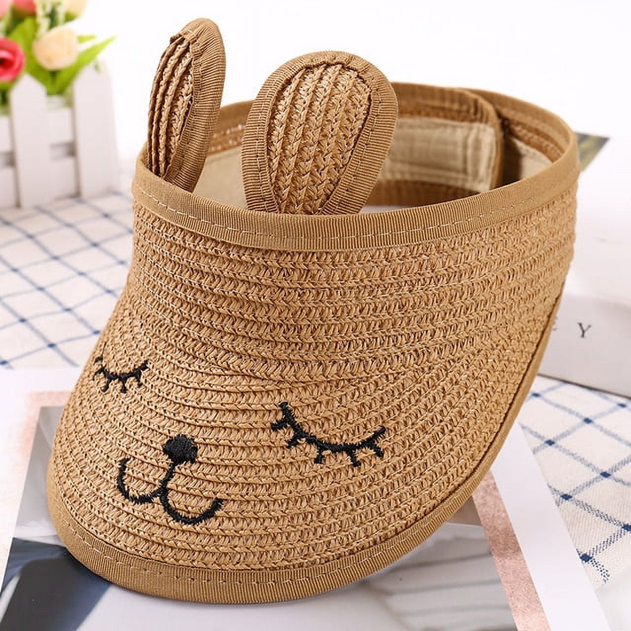 COCOpeaunt New Rabbit Hat Childen Hat Summer Straw Folding Visor Kids ...