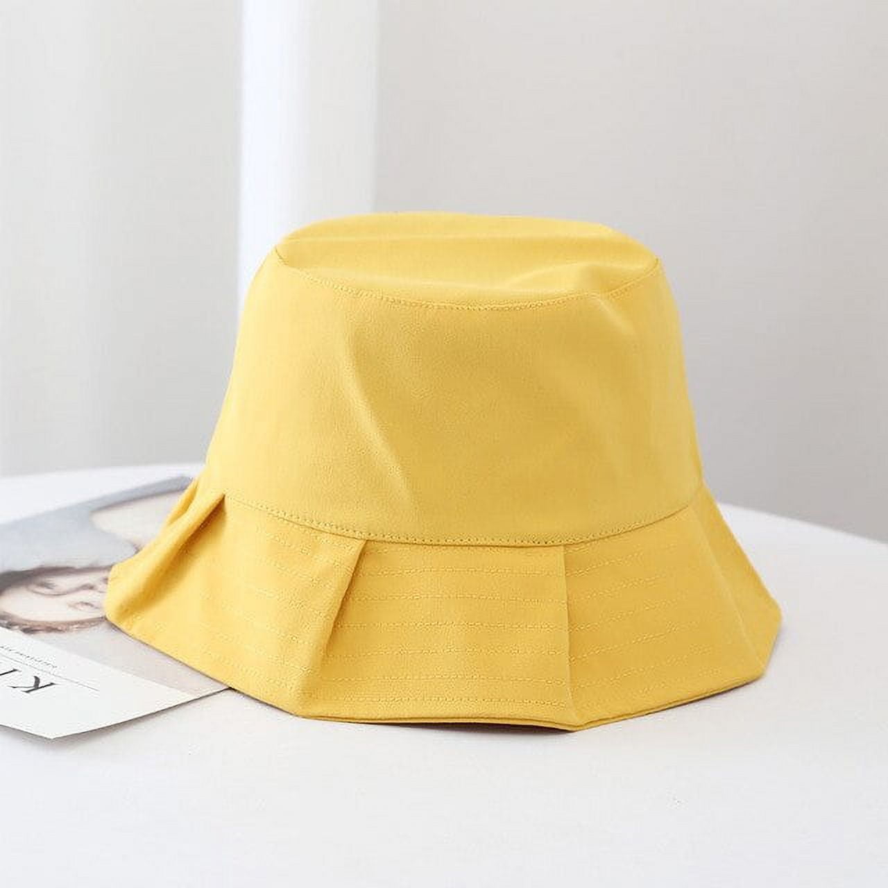 COCOpeaunt New Ruffles Women Sun Hats Female Summer Solid Bucket Hat Lady Pure Color Panama ...