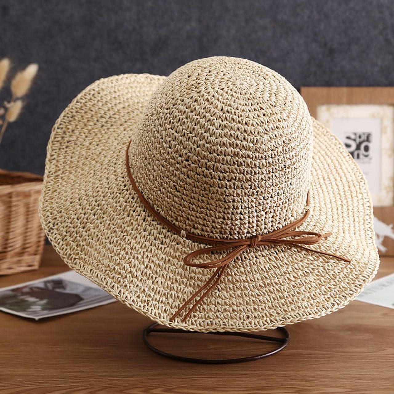 COCOpeaunt New Simple Foldable Wide Brim Floppy Girls Straw Hat Sun Hat ...