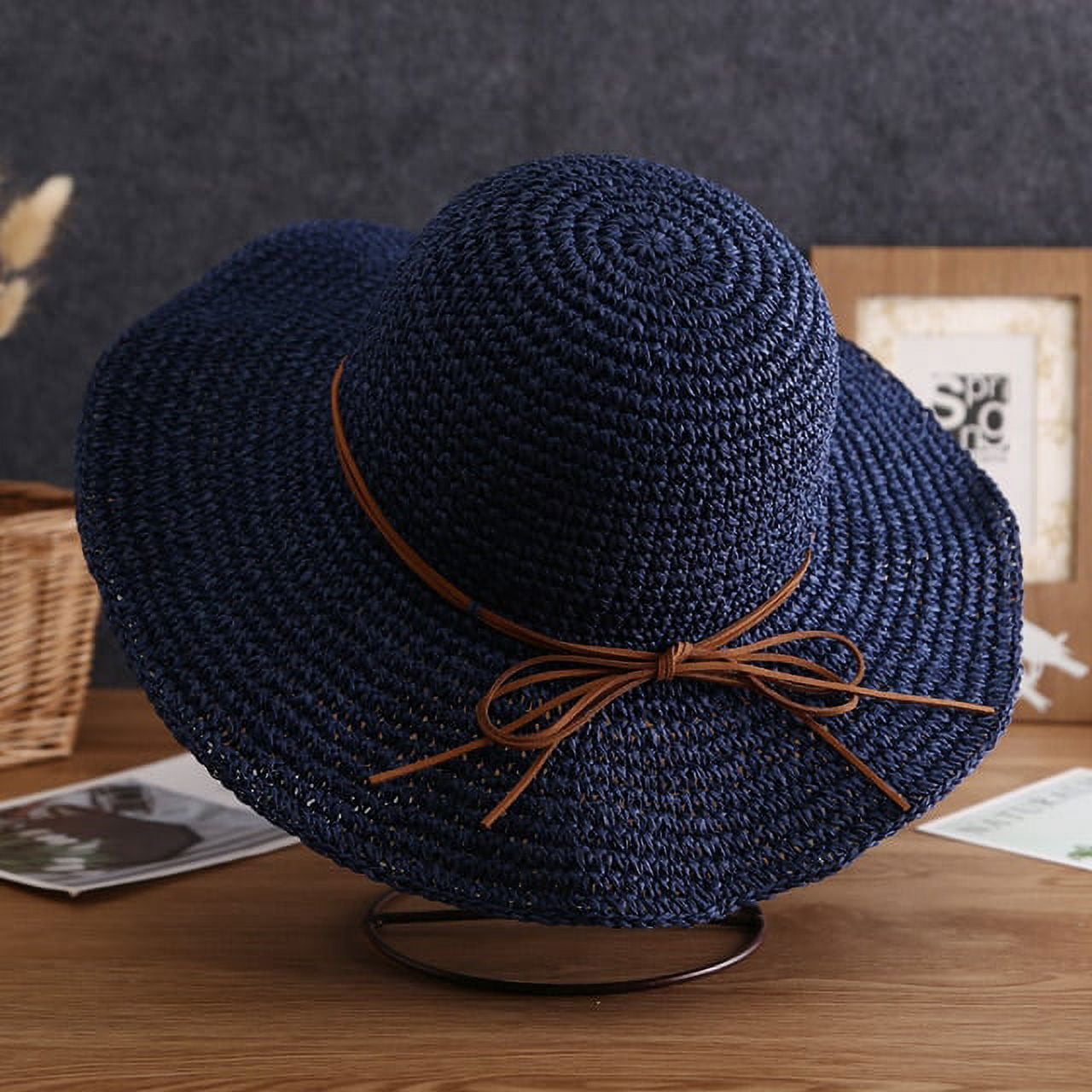 COCOpeaunt New Simple Foldable Wide Brim Floppy Girls Straw Hat Sun Hat ...