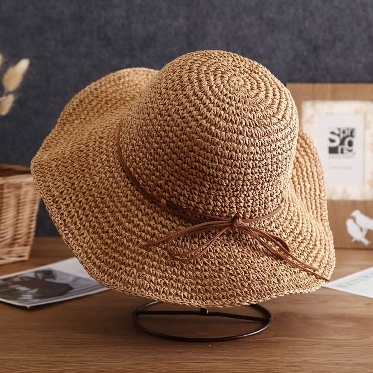 COCOpeaunt New Simple Foldable Wide Brim Floppy Girls Straw Hat Sun Hat ...