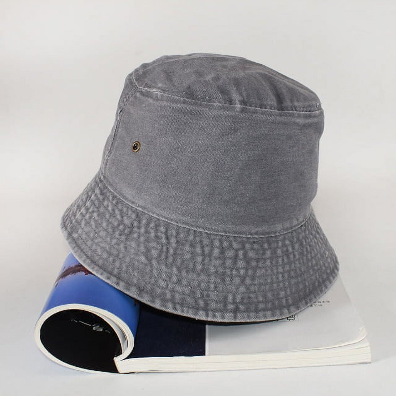 COCOpeaunt New Solid Colors Washed Denim Bucket Hats Unisex Bob Folding ...