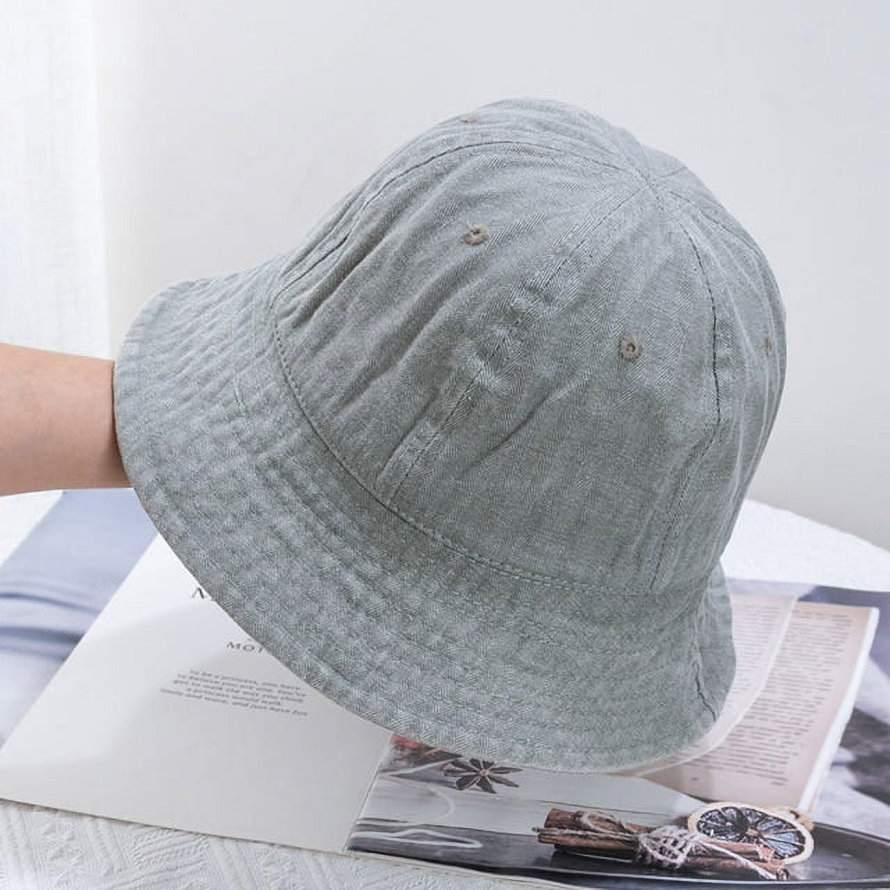 COCOpeaunt New Solid Cotton Washed Denim Bucket Hats Unisex Bob Folding ...