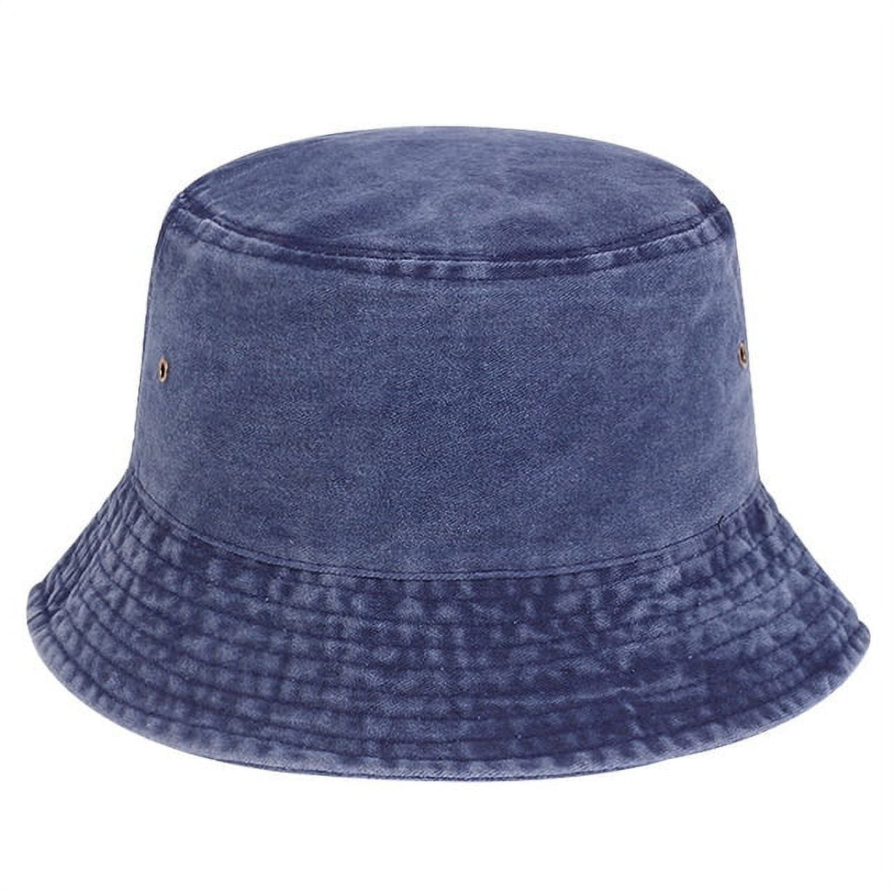 COCOpeaunt New Solid Cotton Washed Denim Bucket Hats Unisex Bob Folding ...