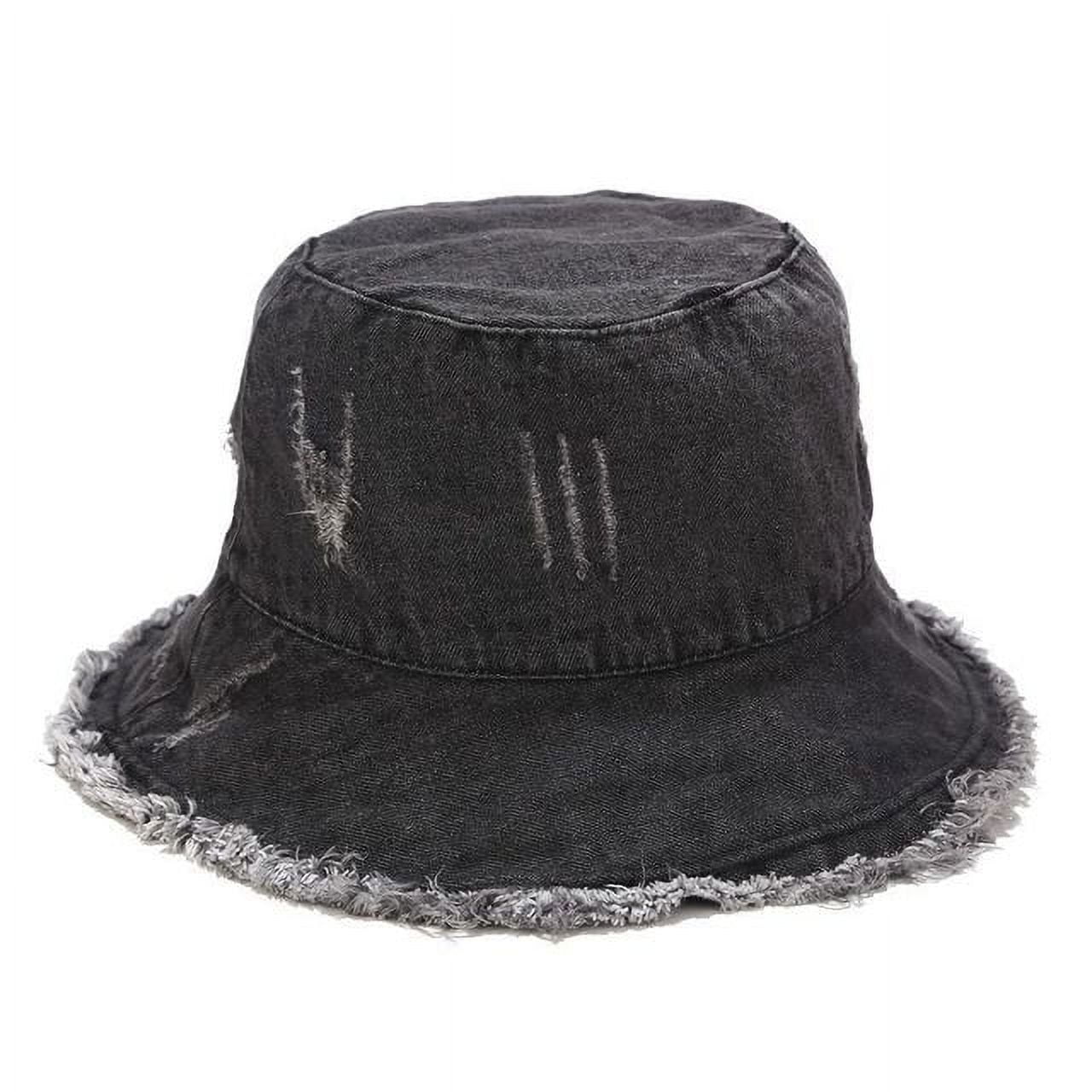 COCOpeaunt New Unisex Solid Denim Retro Bucket Hat Fisherman Hat ...