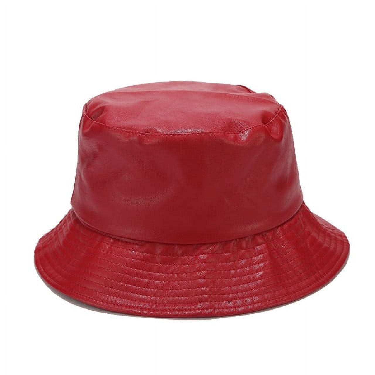 COCOpeaunt Outdoor Fashion PU Bucket Hat Leather Fishing Cap Soild ...