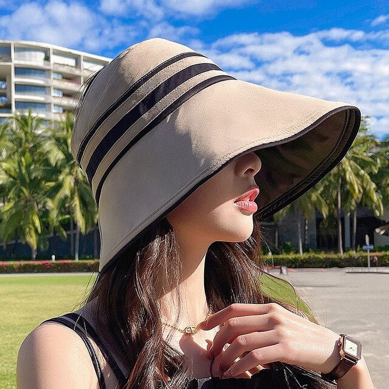 COCOpeaunt Summer Women Empty Roof Fashion Wide Large Brim Sun Hat ...