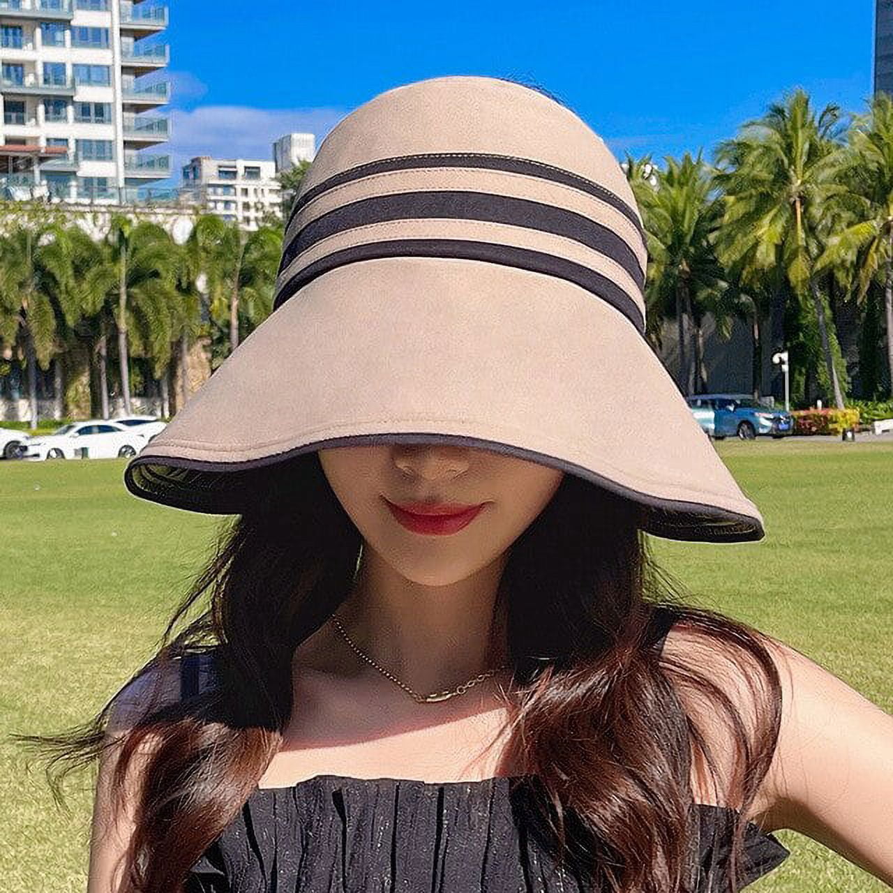COCOpeaunt Summer Women Empty Roof Fashion Wide Large Brim Sun Hat ...