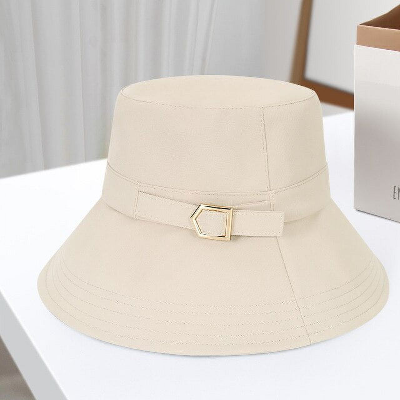 COCOpeaunt Summer Women Metal Buckle Fashion Wide Large Brim Sun Hat ...