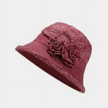 Riguas Women's Polka Dot Mesh Flower Bowler Bucket Hat Outdoor Sun ...