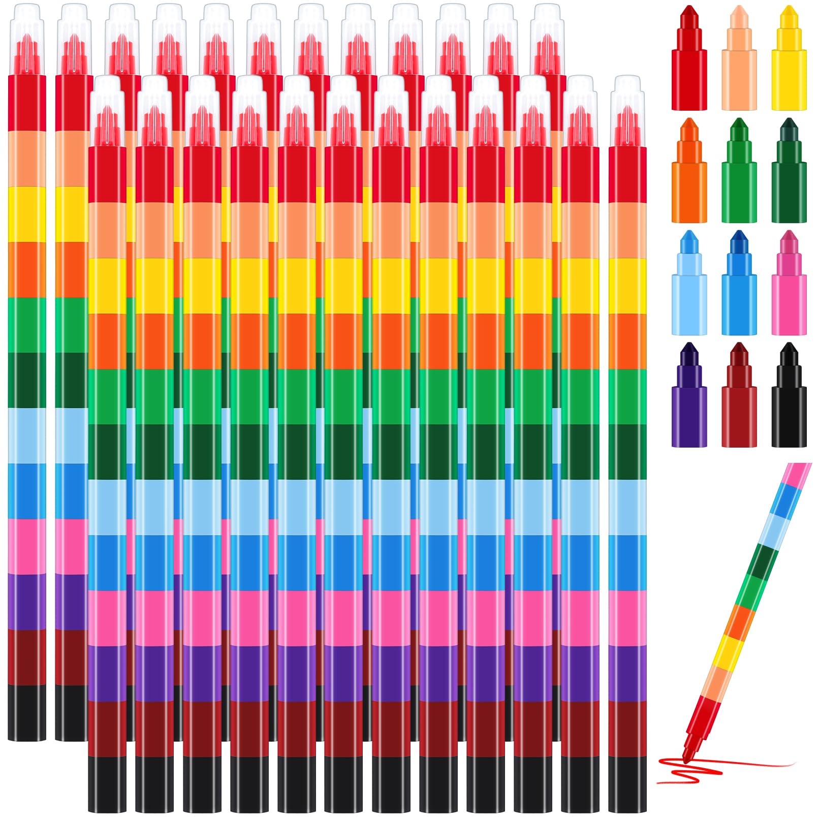 COCPOK Stacking Crayons,24 Pieces Stackable Crayons BSL1 for Kids ...