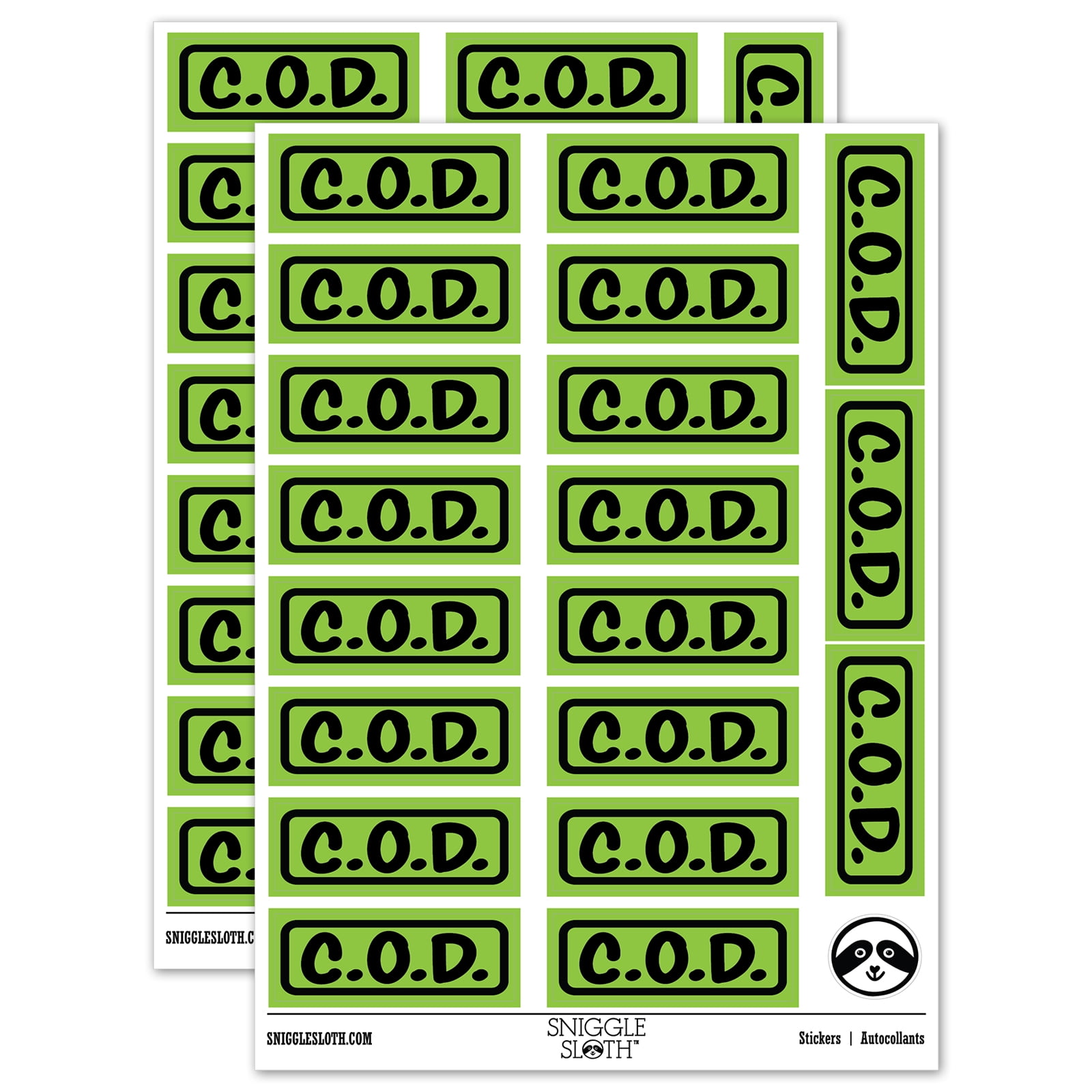 COD Cash on Delivery Bold Border Sticker Set - Light Green - Gloss ...