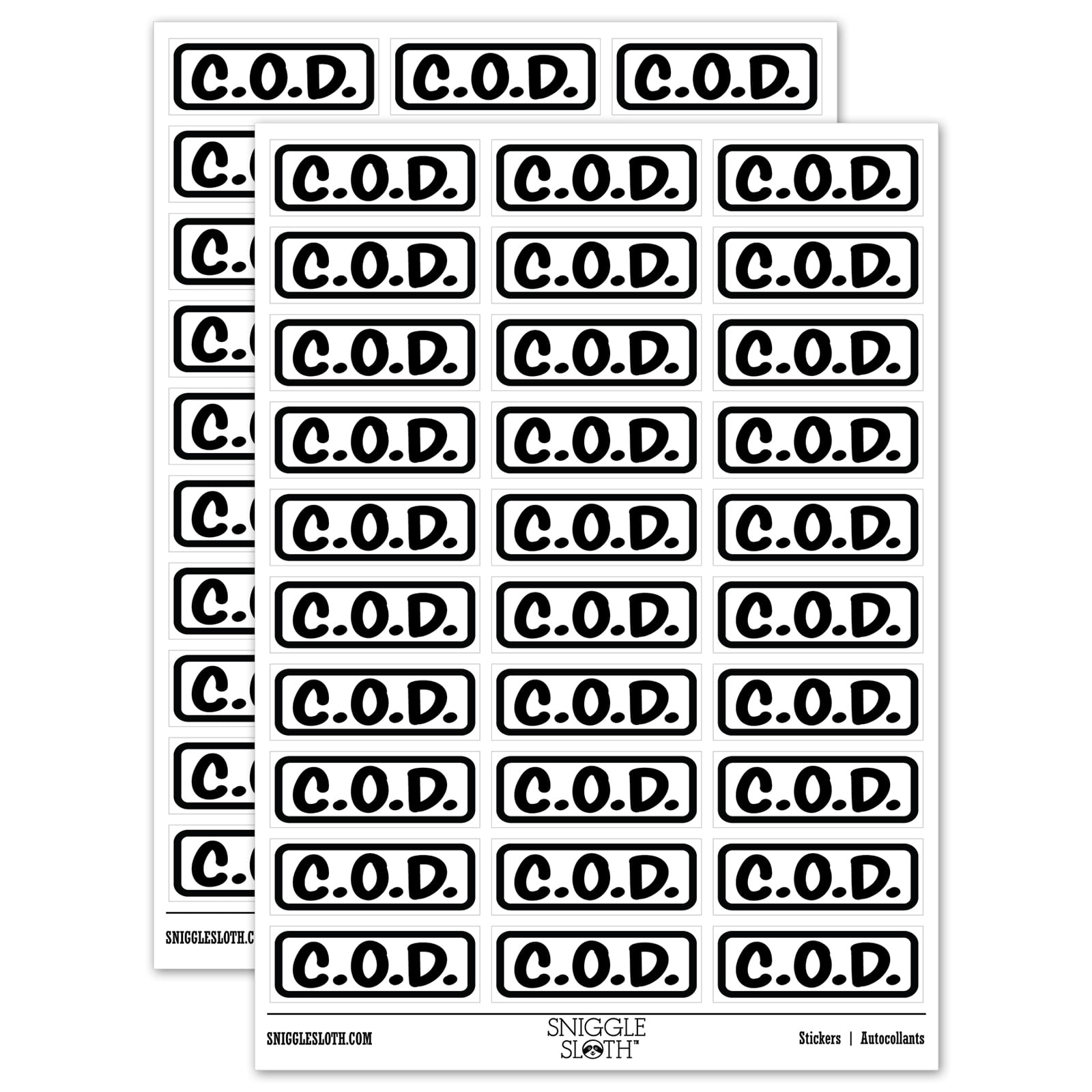 COD Cash on Delivery Bold Border Sticker Set - White - Gloss Finish - 1 ...