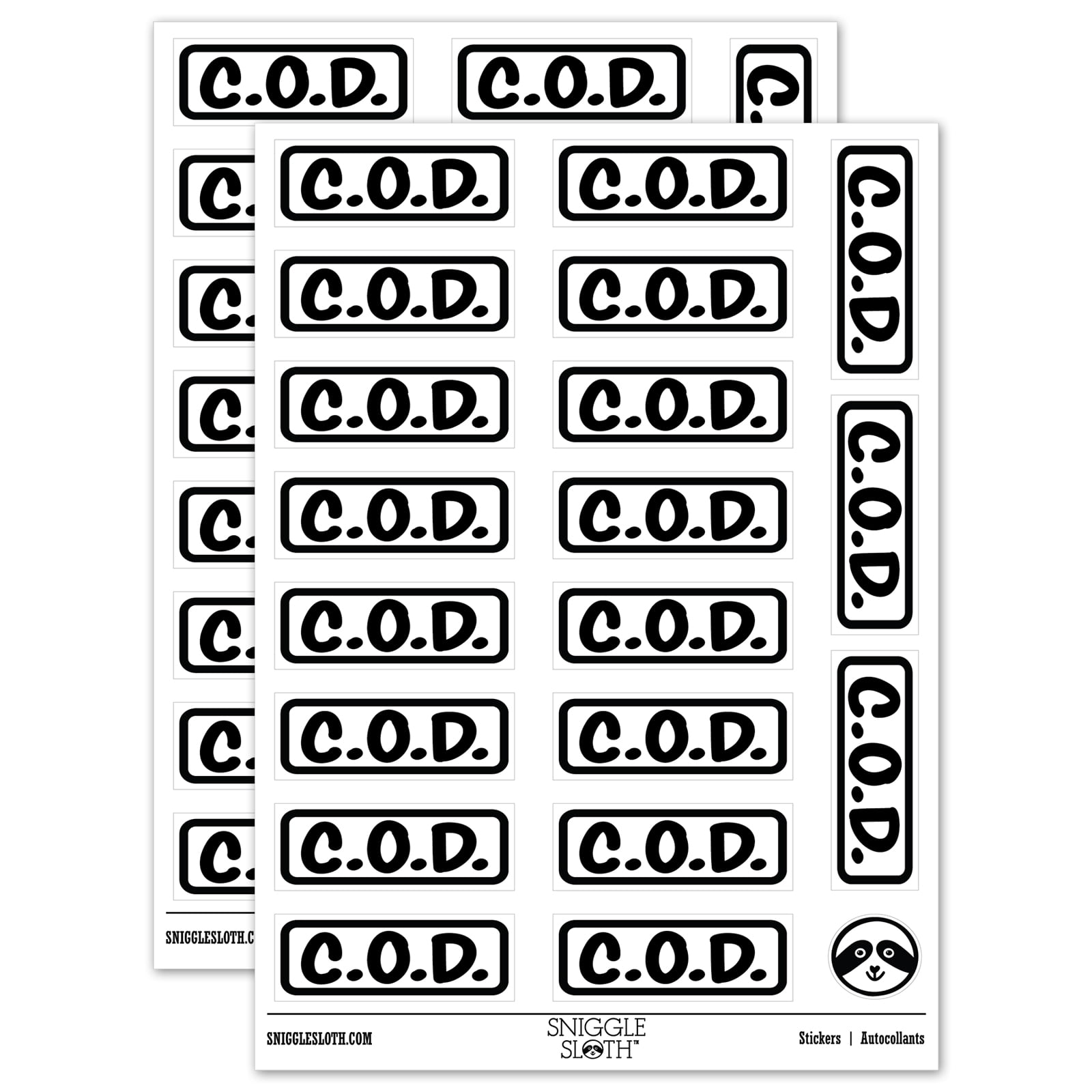 COD Cash on Delivery Bold Border Sticker Set - White - Matte Finish - 2 ...
