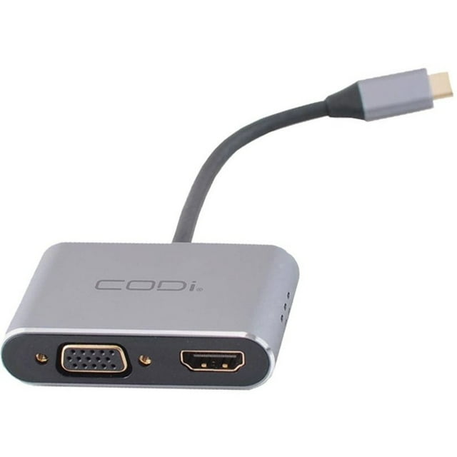 CODi 4-In-1 USB-C Display Adapter | HDMI 4K, VGA, USB-C PD 87W, USB-A 3 ...