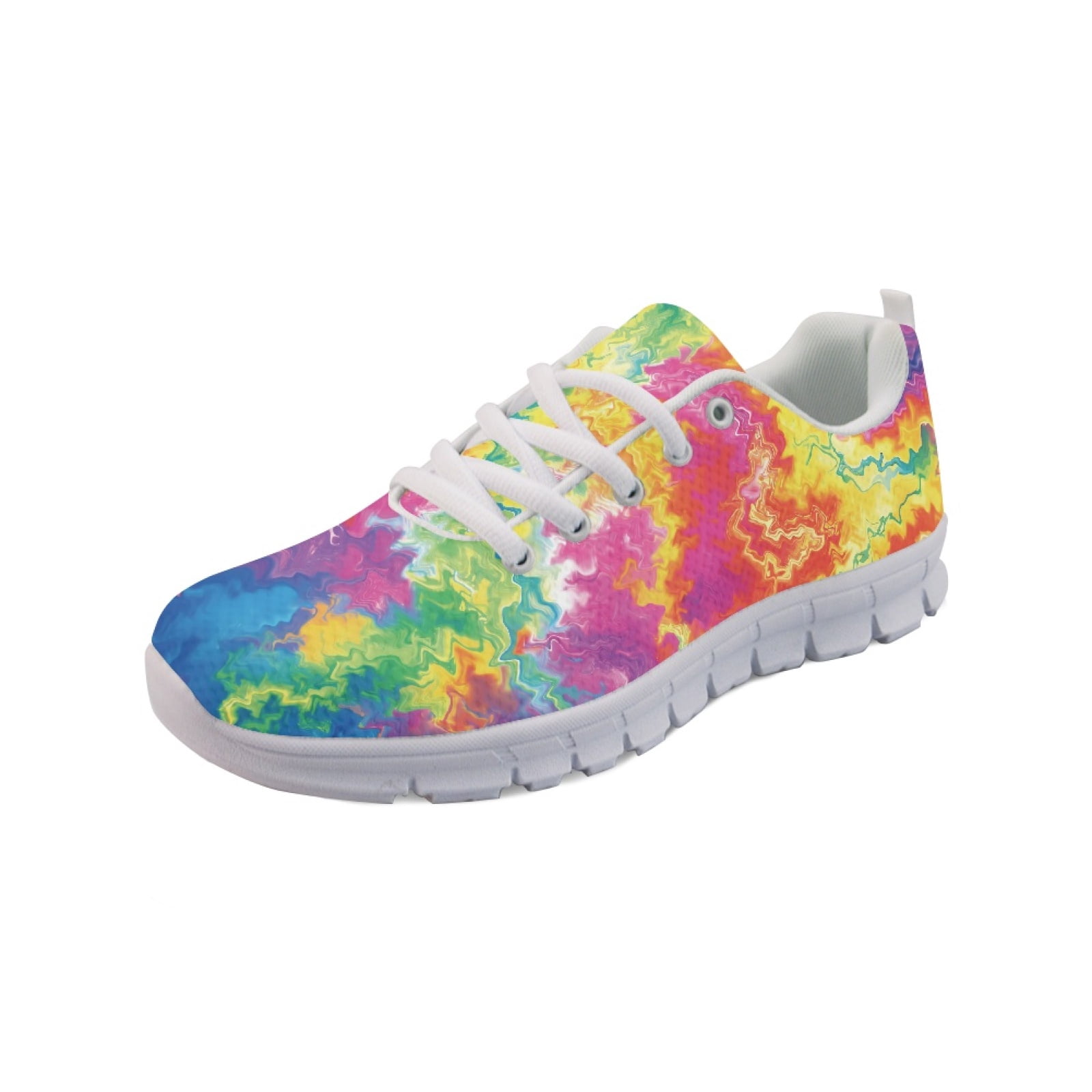 COEQINE Abstract Tie-Dye Colorful Women Sneakers Running Walking Shoes ...