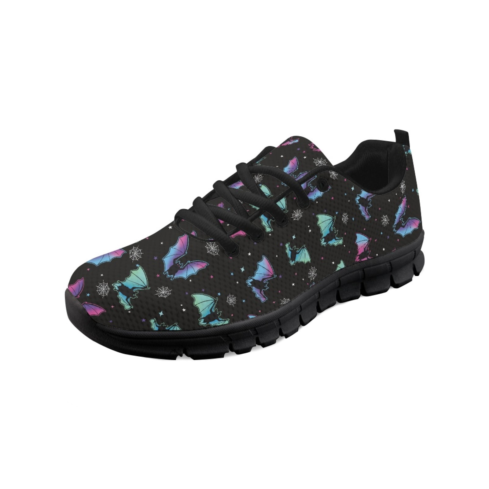 COEQINE Bat Spider Web Print Women Running Shoes Lace-up Girls Black ...
