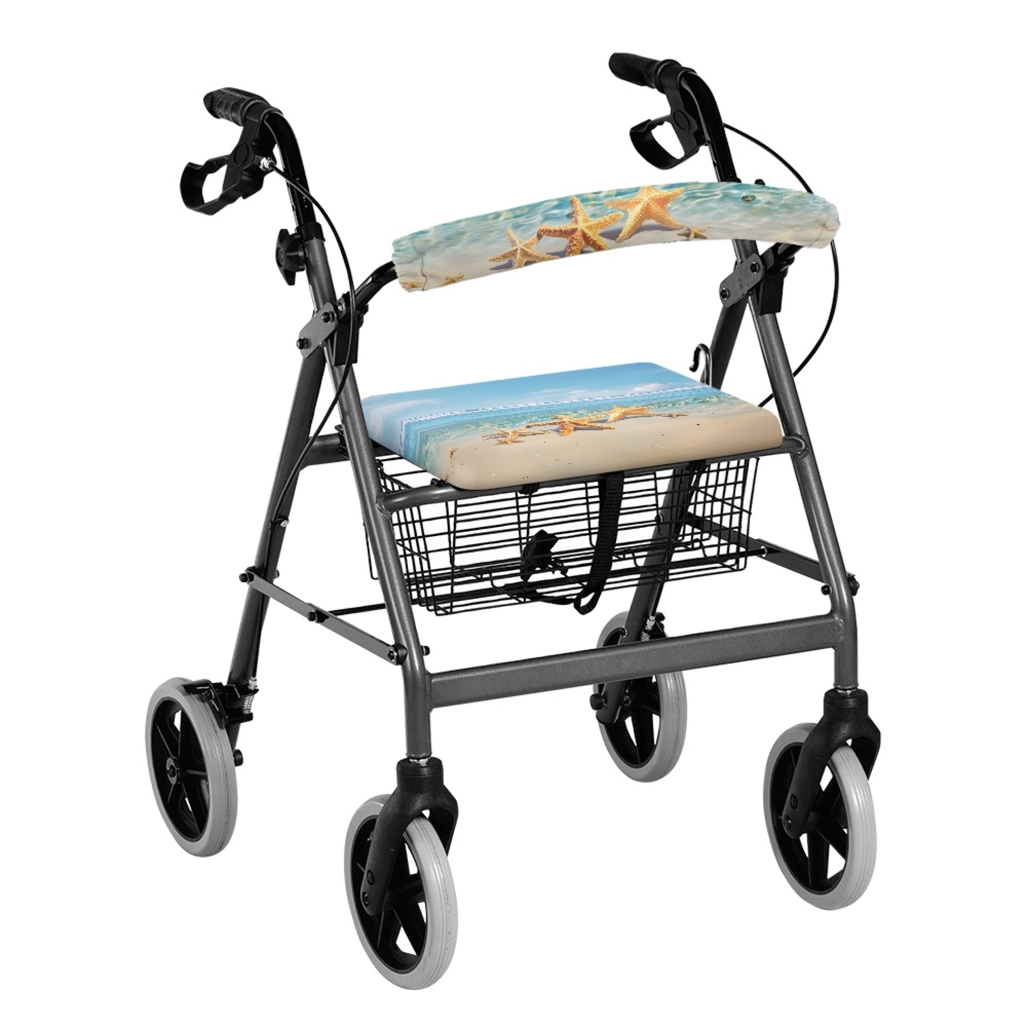 COEQINE Beach Starfish Medical Rollator Walker Seat & Back Covers 2 ...