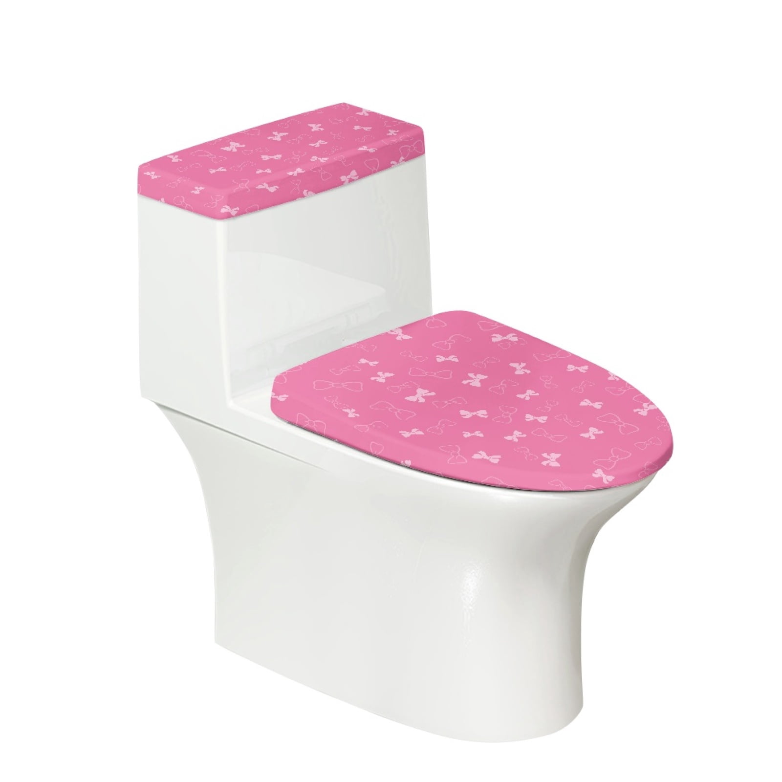 COEQINE Bow Pink Toilet Lid Cover and Toilet Tank Cover, Breathable ...