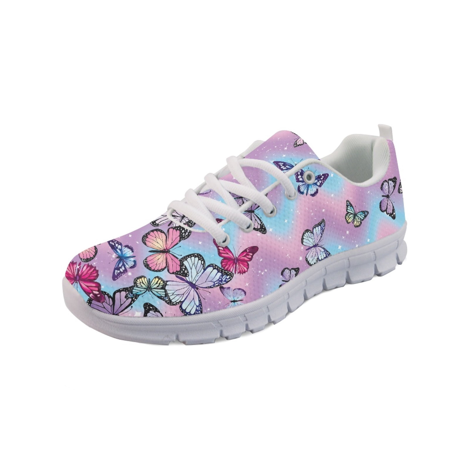 COEQINE Butterfly Violet Blue Girls Sneakers White Sole Mesh Breathable ...