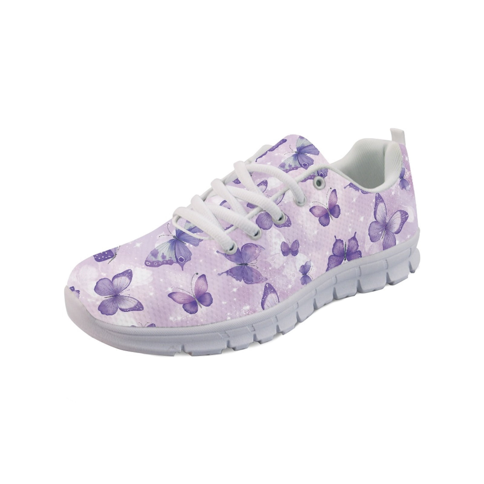 COEQINE Butterfly Violet Women Running Shoes Girls Soft White Sole ...